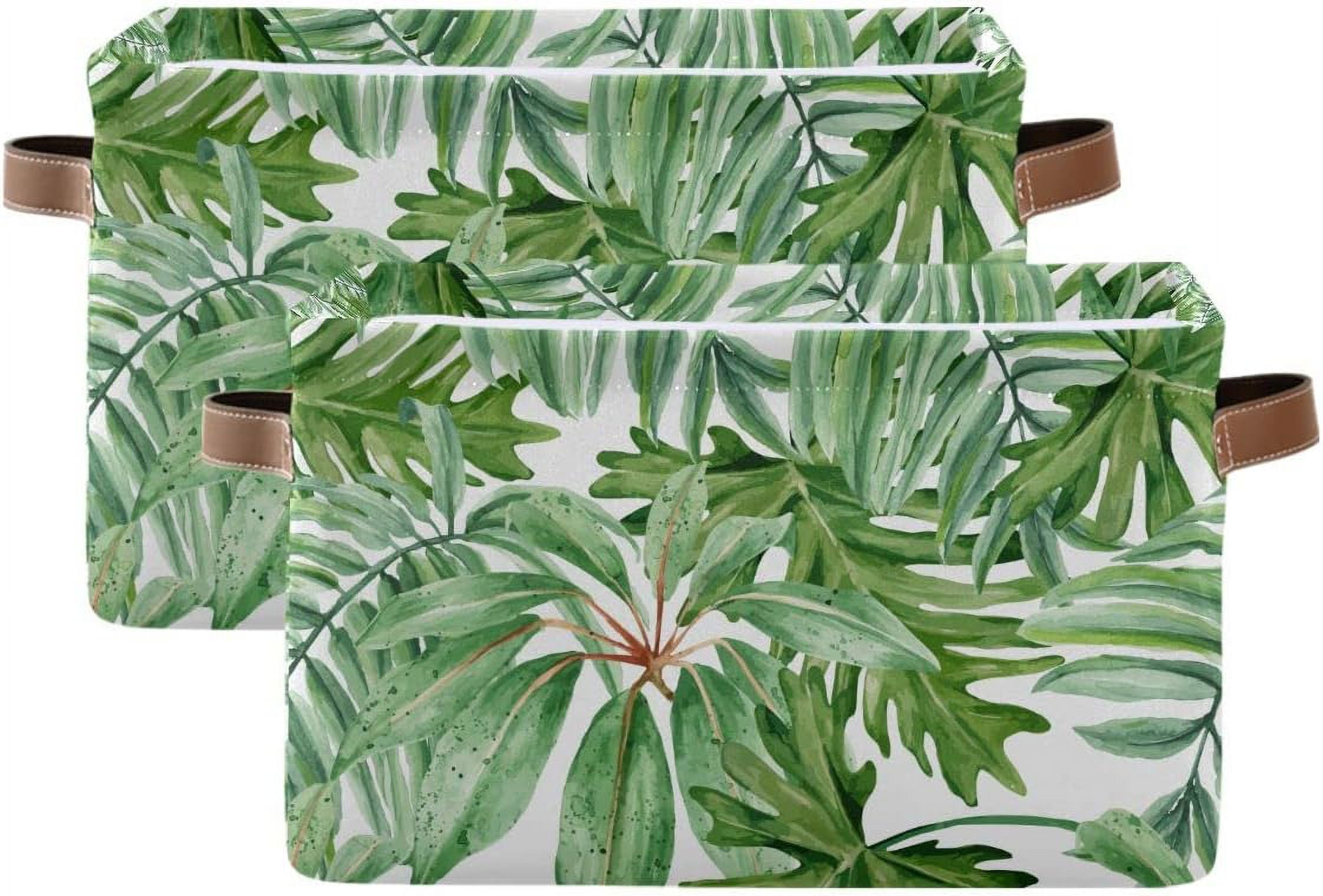 Tropical Palm Leaves Green Jungle [???] Square Storage Basket Storage ...