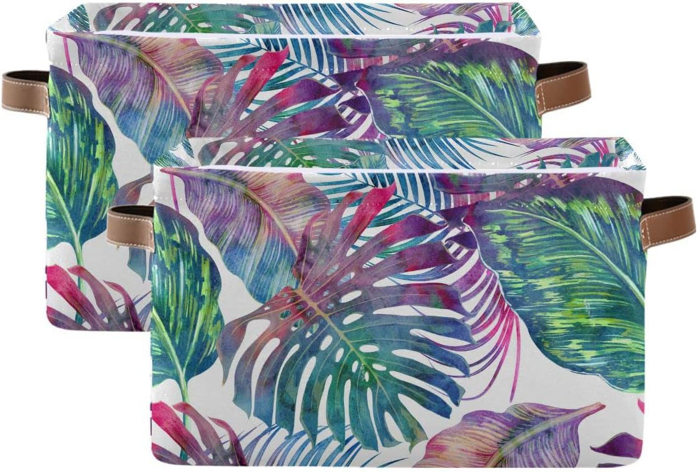 Tropical Palm Leaves Jungle Monstera Square Storage Basket Storage Bins ...