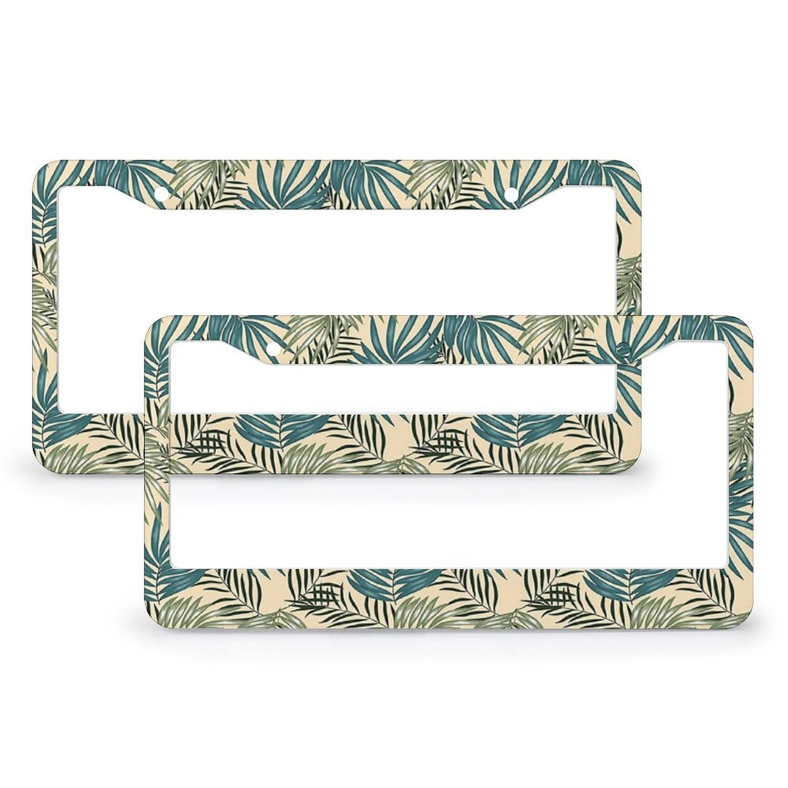 Tropical Palm Leaves License Plate Frame - 2 Pack Tags Frames Holder ...
