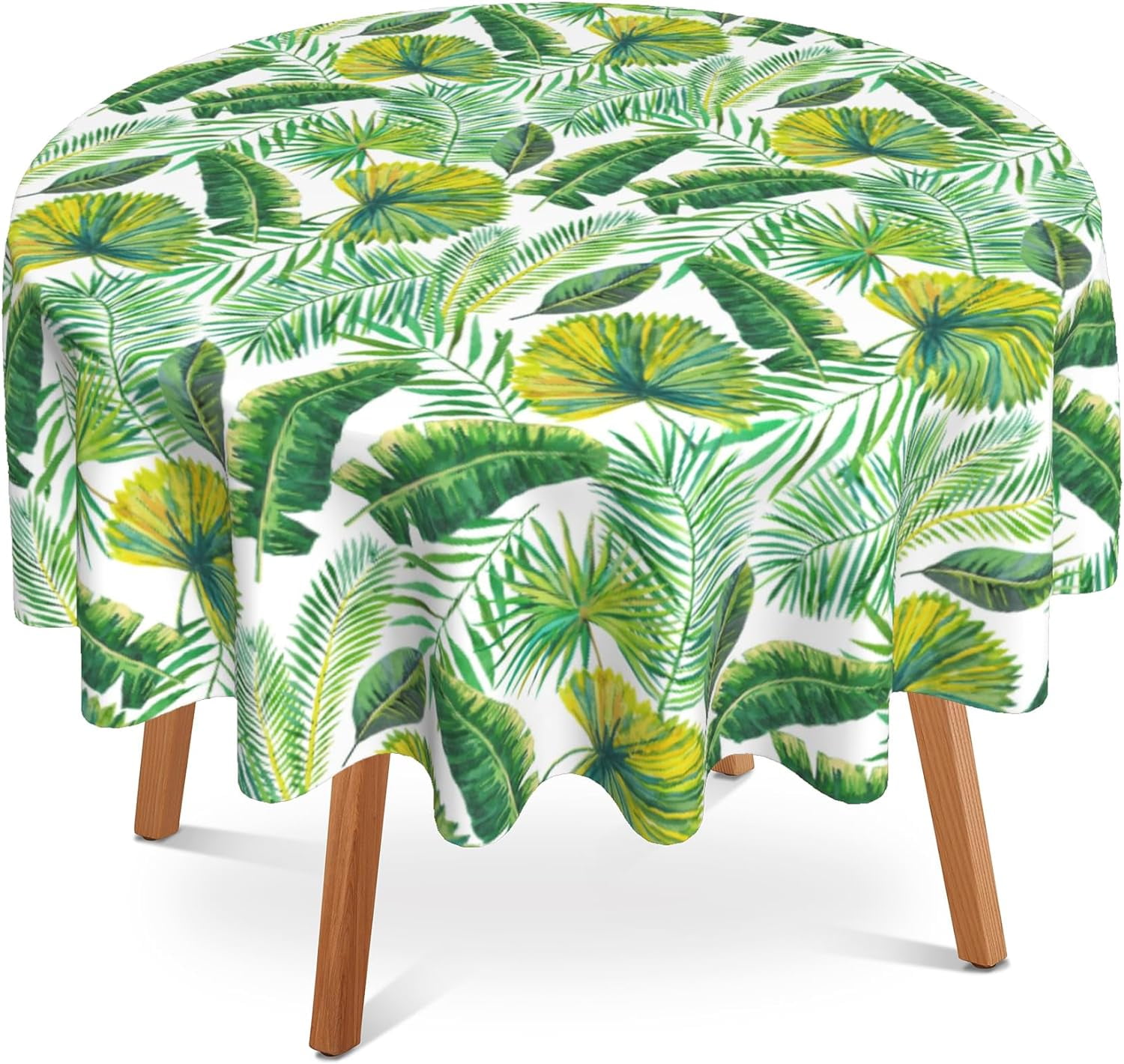 Tropical Palm Leaves Tablecloth Round 60 Inch,Table Cloth Washable ...