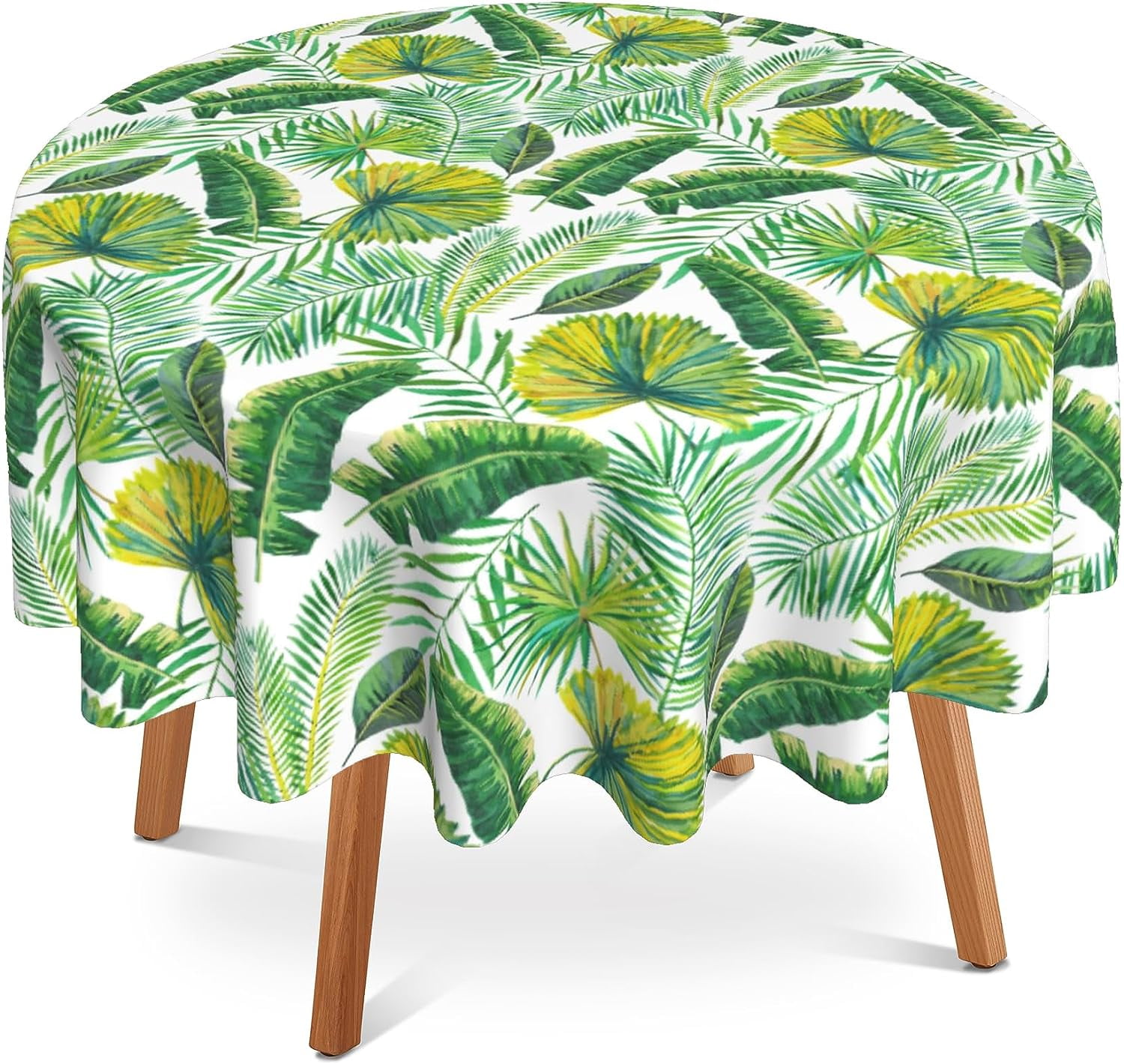 Tropical Palm Leaves Tablecloth Round 60 Inch,Table Cloth Washable ...