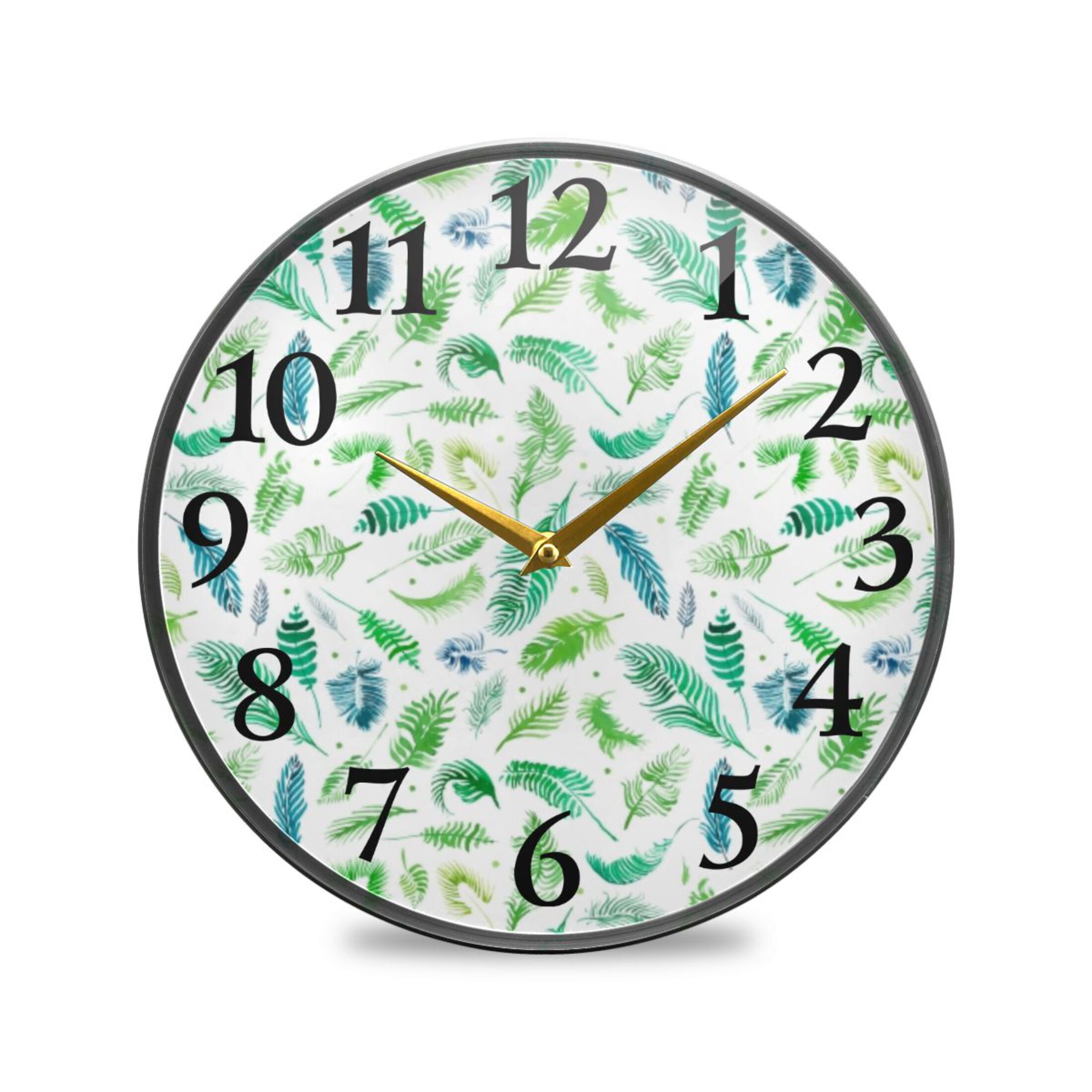 Tropical Palm Leaves Wall Clocks Battery Operated 9.5 Inch Round Clock ...