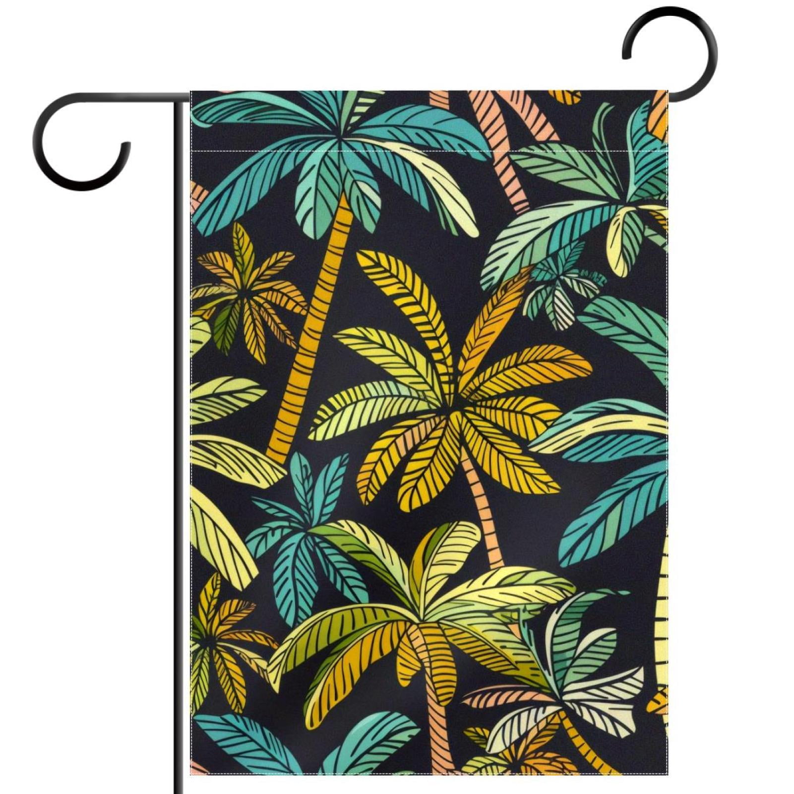 Tropical Palm Leaves and Tree Welcome Garden Flags, 12 x 18 Inch Double ...