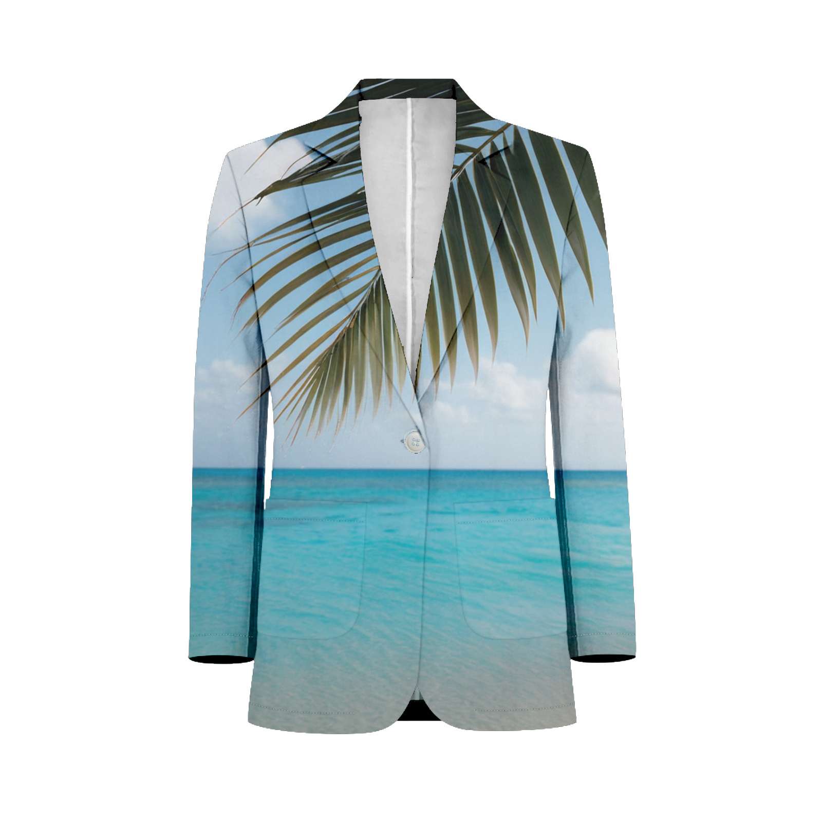 Tropical Palm Ocean View Mens Suits Shawl Collar Slim Fit Suit Mens ...