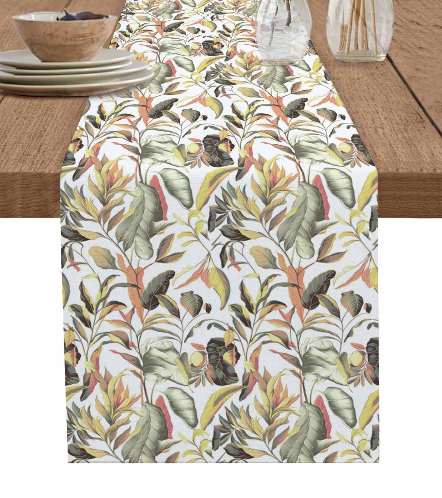 Tropical Palm Table Runner 72 Inches, Summer Farmhouse Botanical Leaves ...