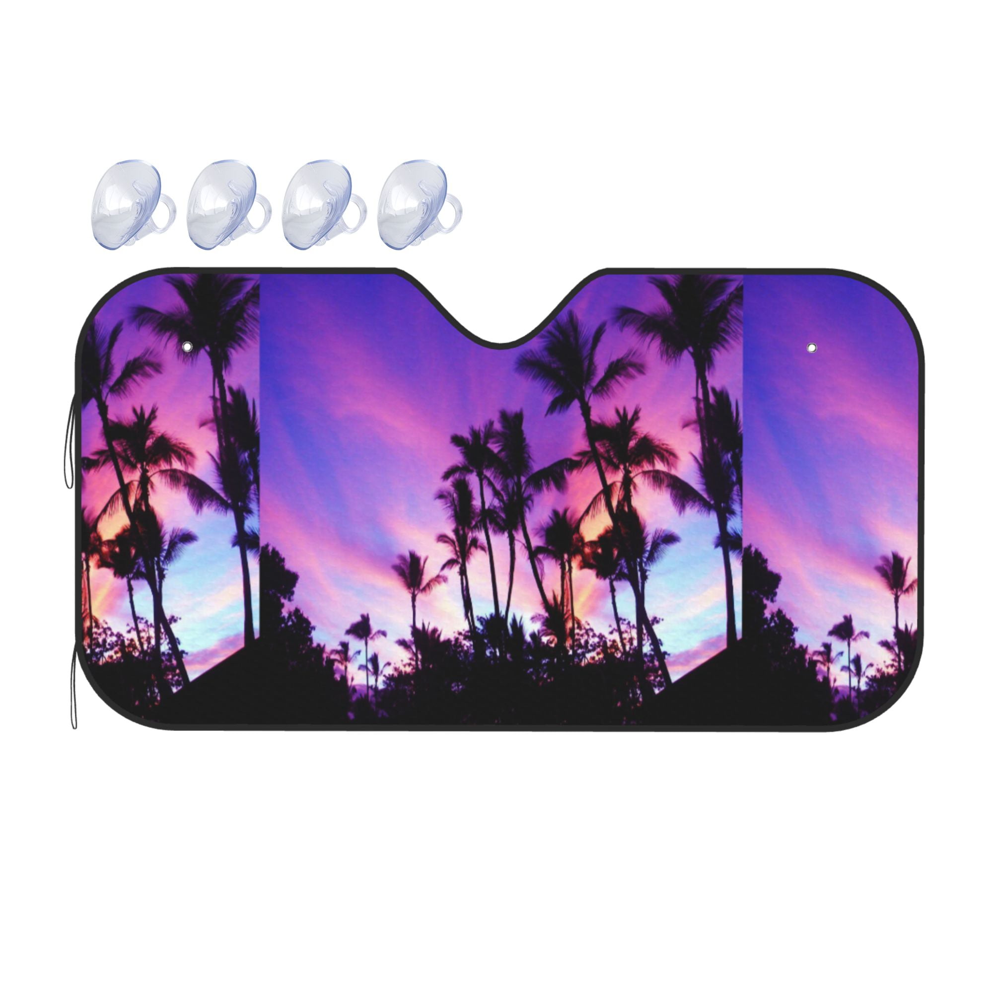 Tropical Palm Tree 1-Piece Car Front Window Sunshade-Foldable for Most ...