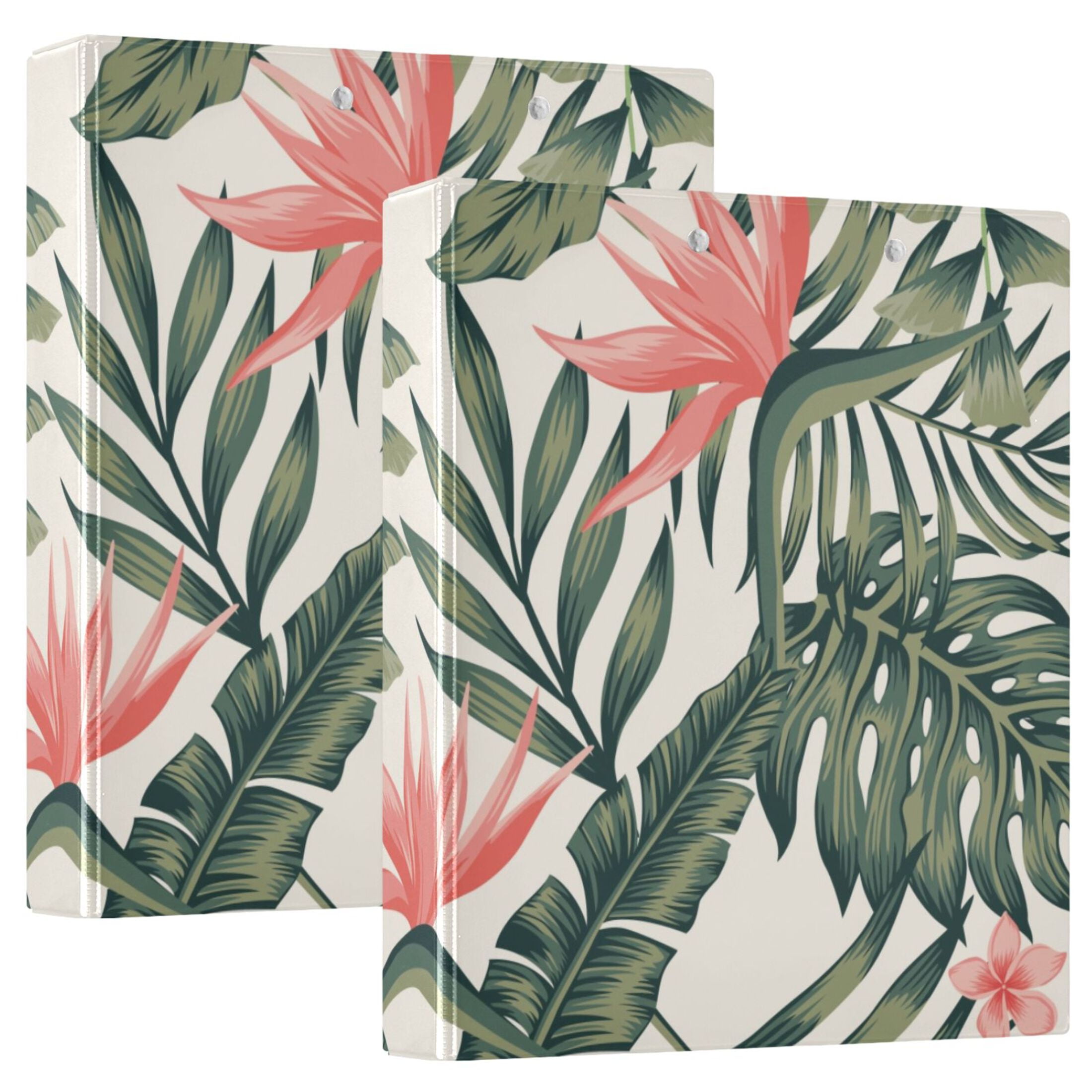 Tropical Palm Tree Flowers Hardcover 3 Ring Binder 1.5 inch Round Rings ...