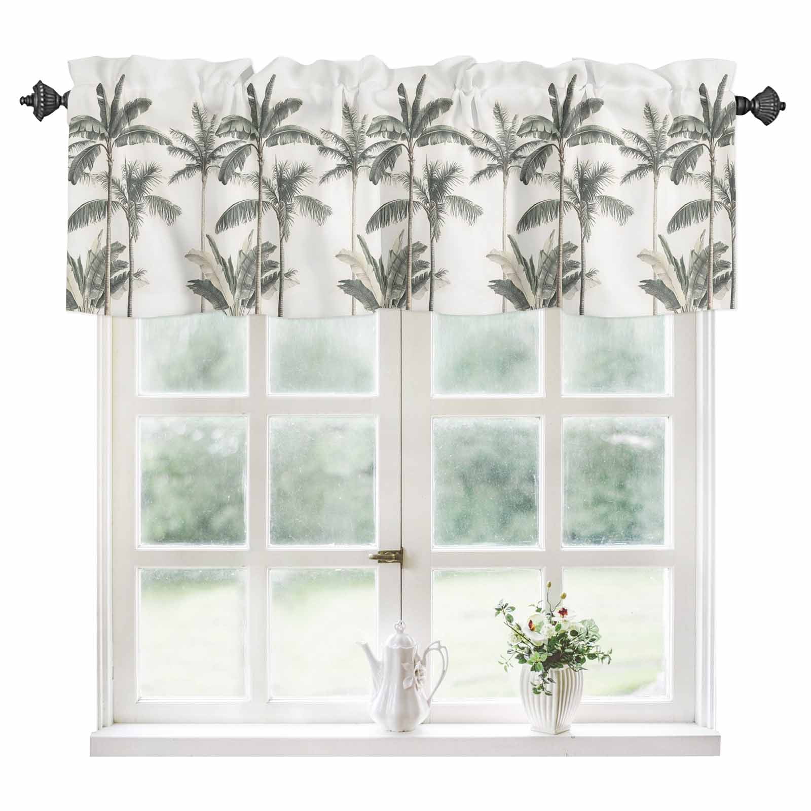 Tropical Palm Tree Kitchen Valances for Windows 42x12 Inch Kitchen ...