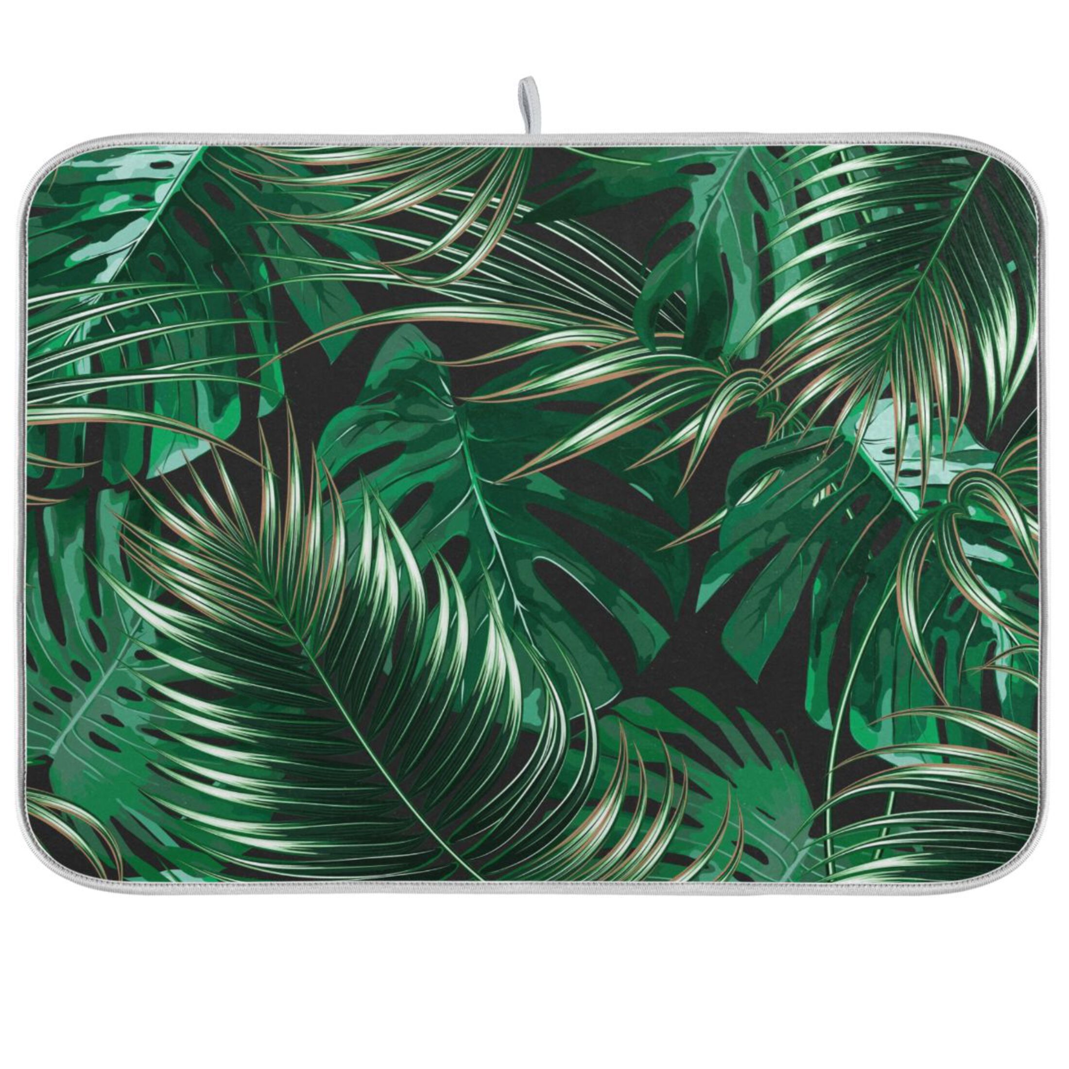 Tropical Palm Tree Leaves Jungle Green Dish Drying Mat Microfiber ...