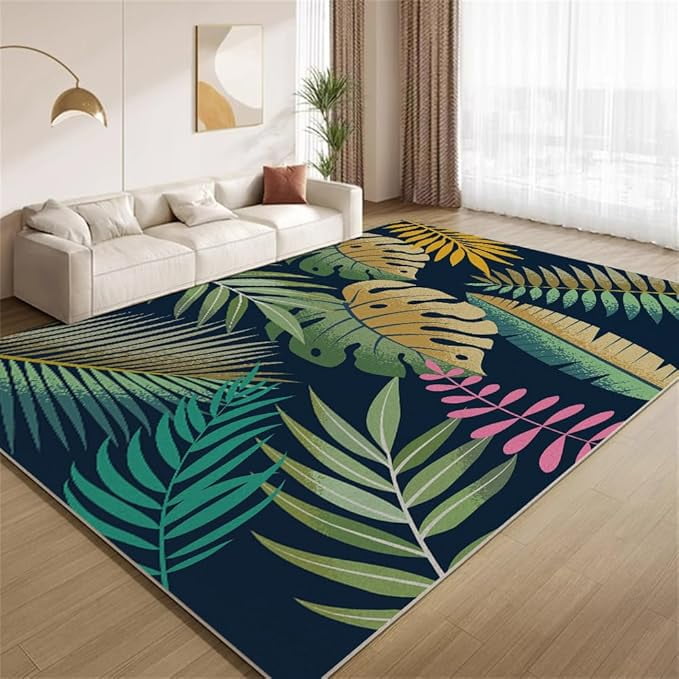 Tropical Palm Tree Leaves Rug, Jungle Greenery Rug, Soft Rug, Anti-Slip ...