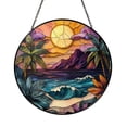 Tropical Palm Tree Ocean Sunset Stained Glass Suncatcher – Window ...
