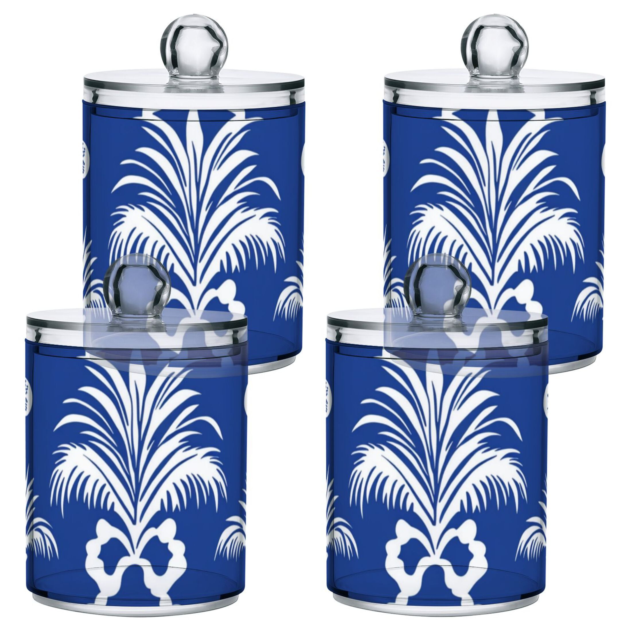 Tropical Palm Tree Pattern in White Translucent Plastic Cans Storage ...