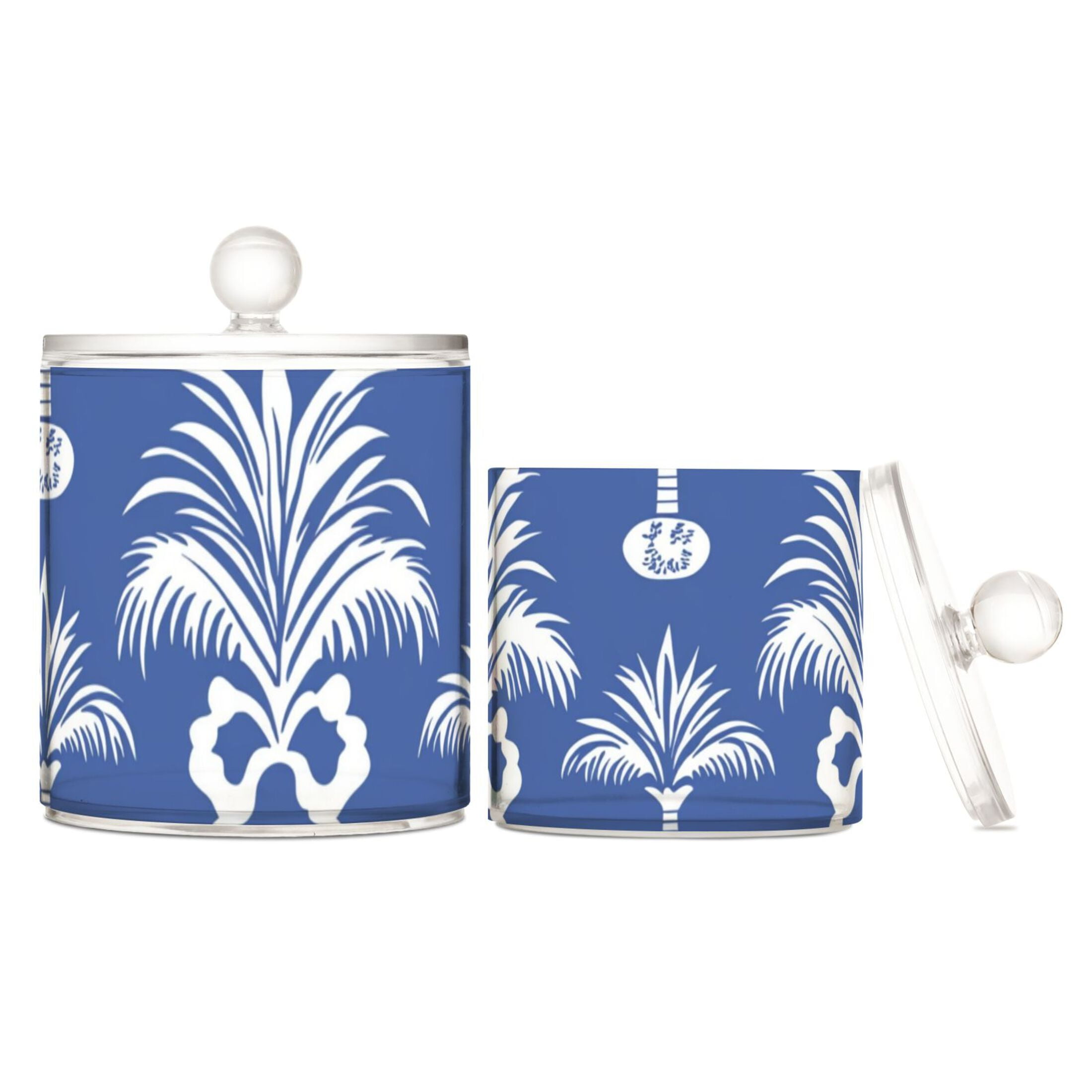 Tropical Palm Tree Pattern in White Translucent Plastic Cans Storage ...