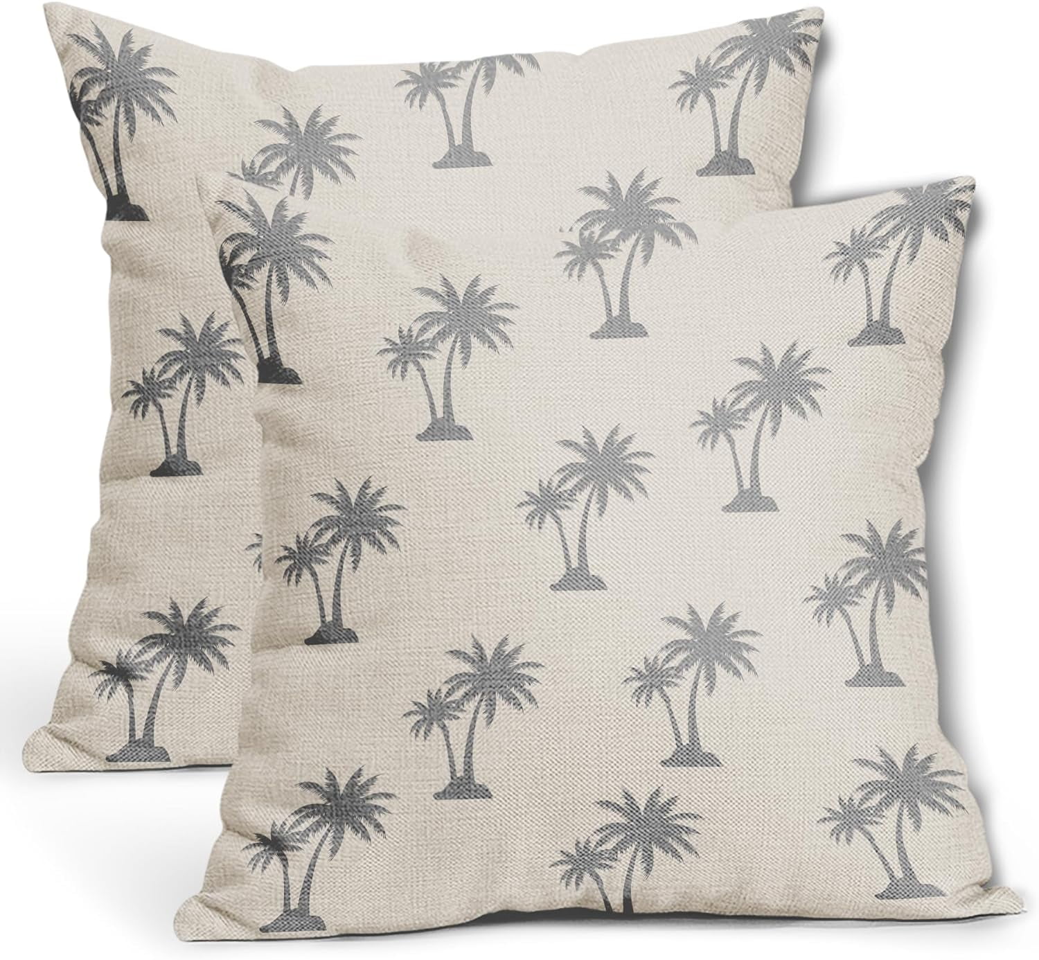 Tropical Palm Tree Pillow Covers 16x16 Inch Gray Coconut Trees Coastal ...