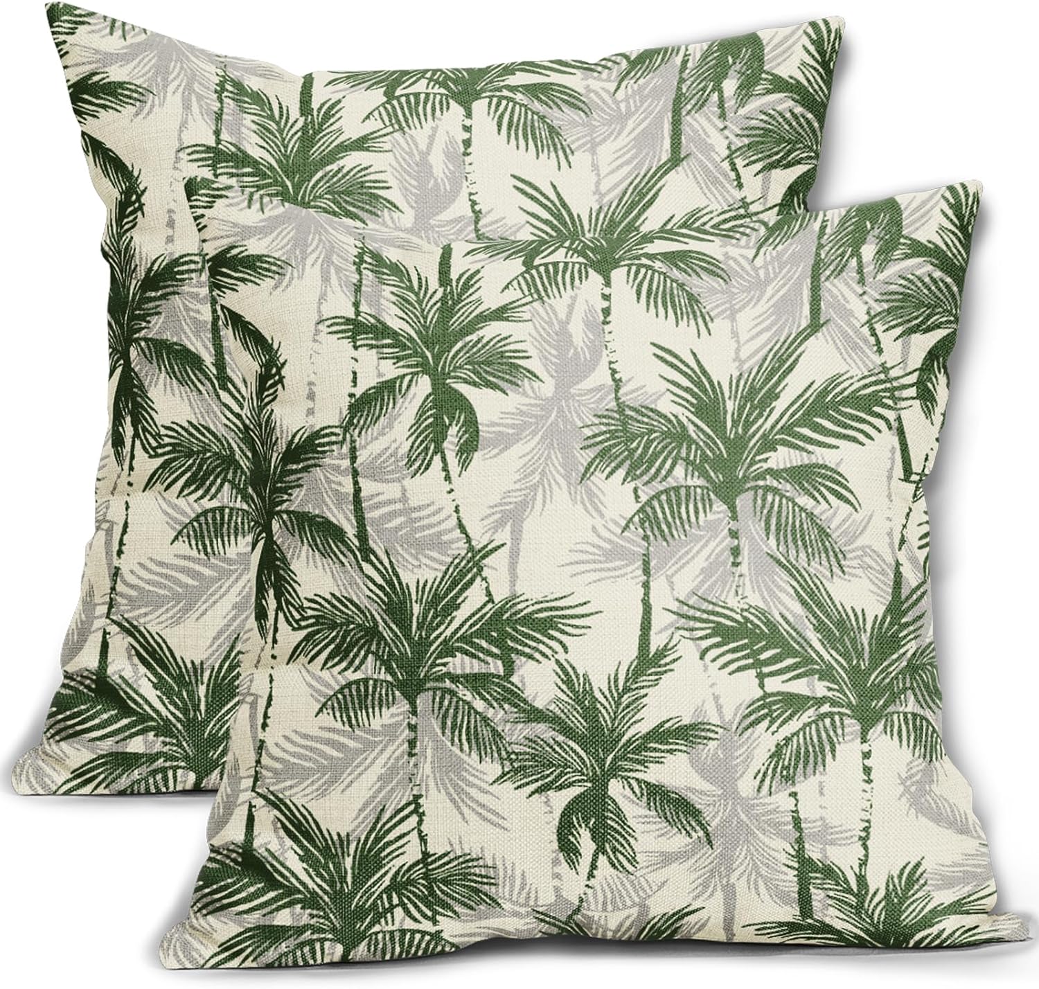 Tropical Palm Tree Pillow Covers 18x18 Inch Set of 2, Summer Green Grey ...