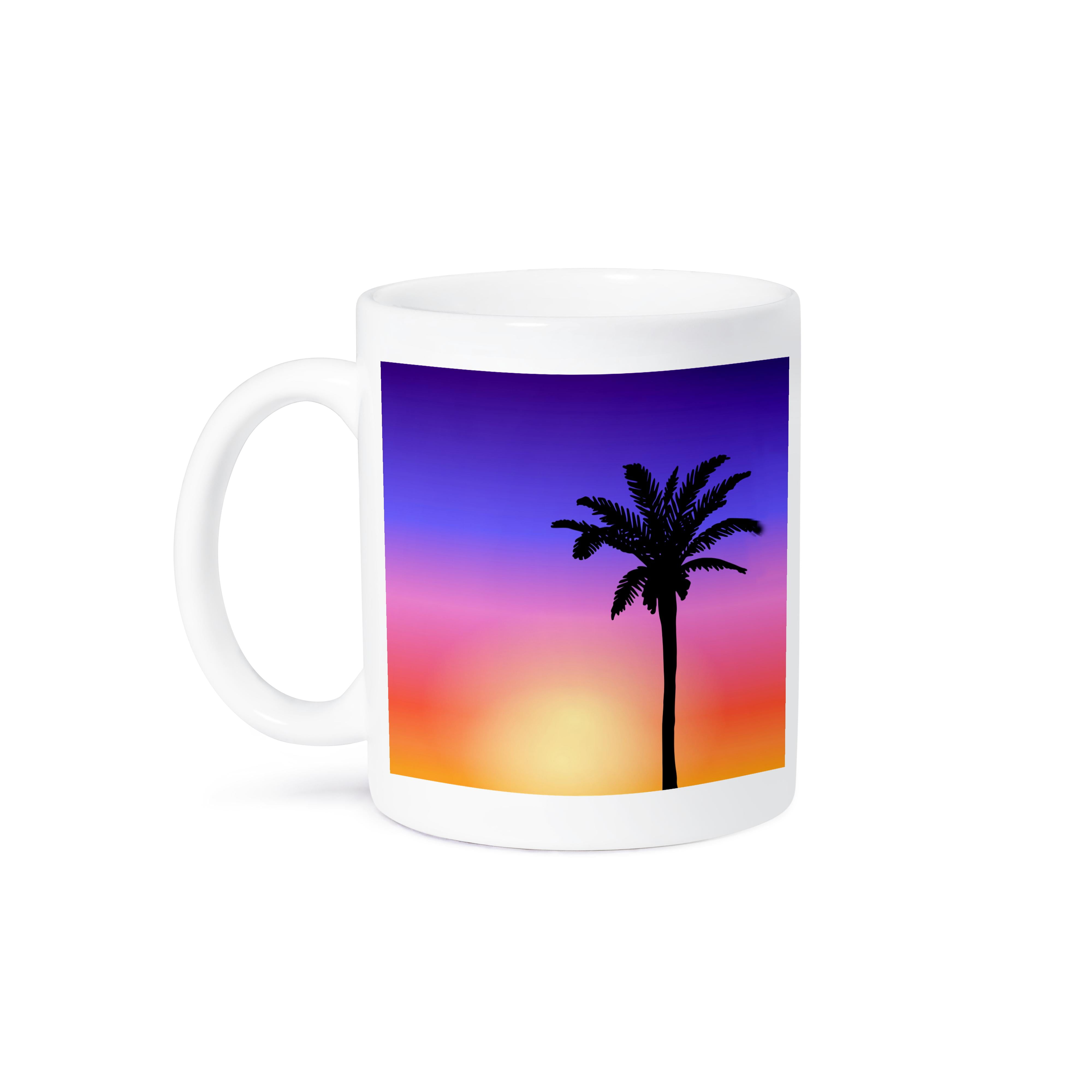 3dRose, Tropical Palm Tree Silhouette shadow at Sunset - Purple pink ...
