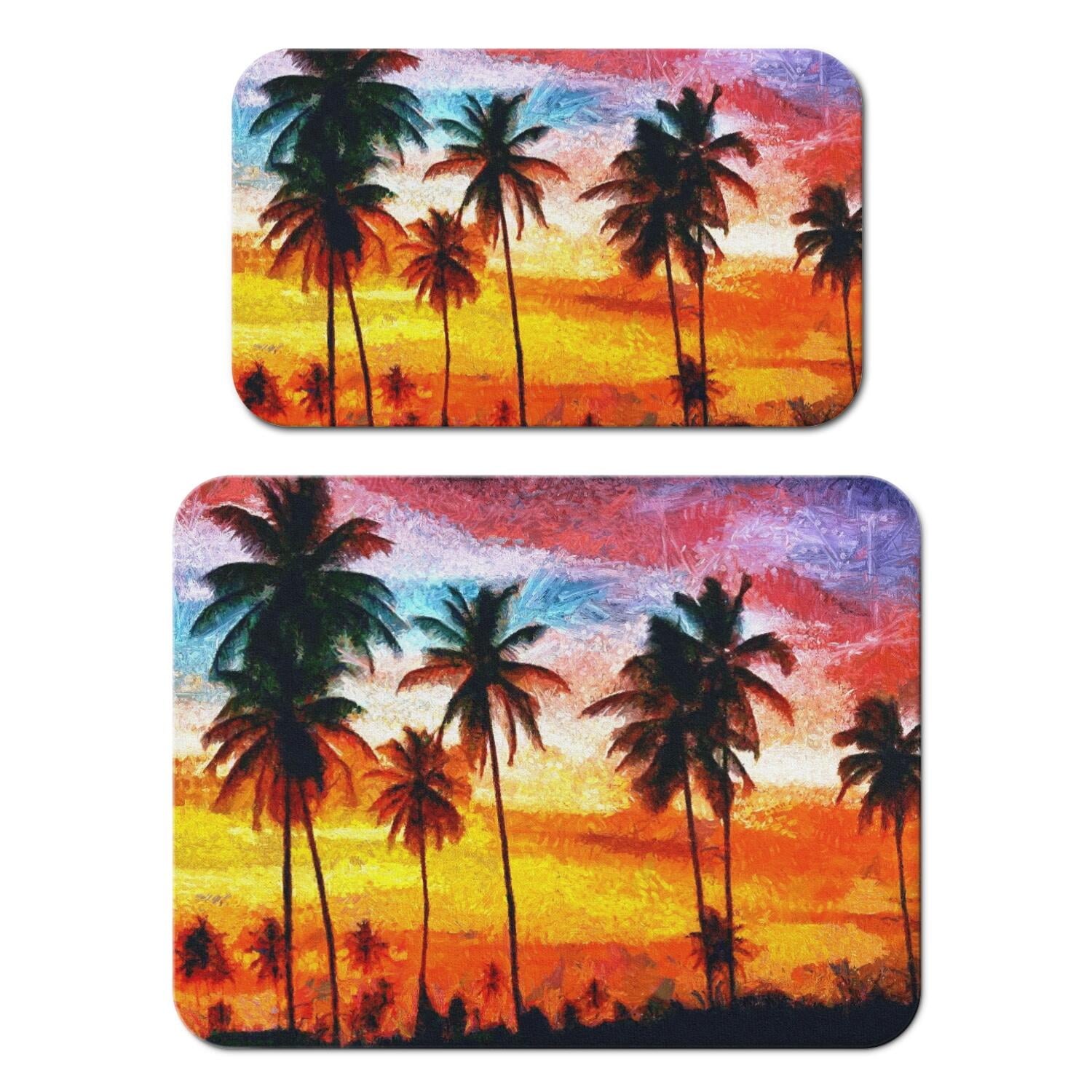 Tropical Palm Trees Diatom Mud Dish Drying Mat, Absorbent Coffee Bar ...