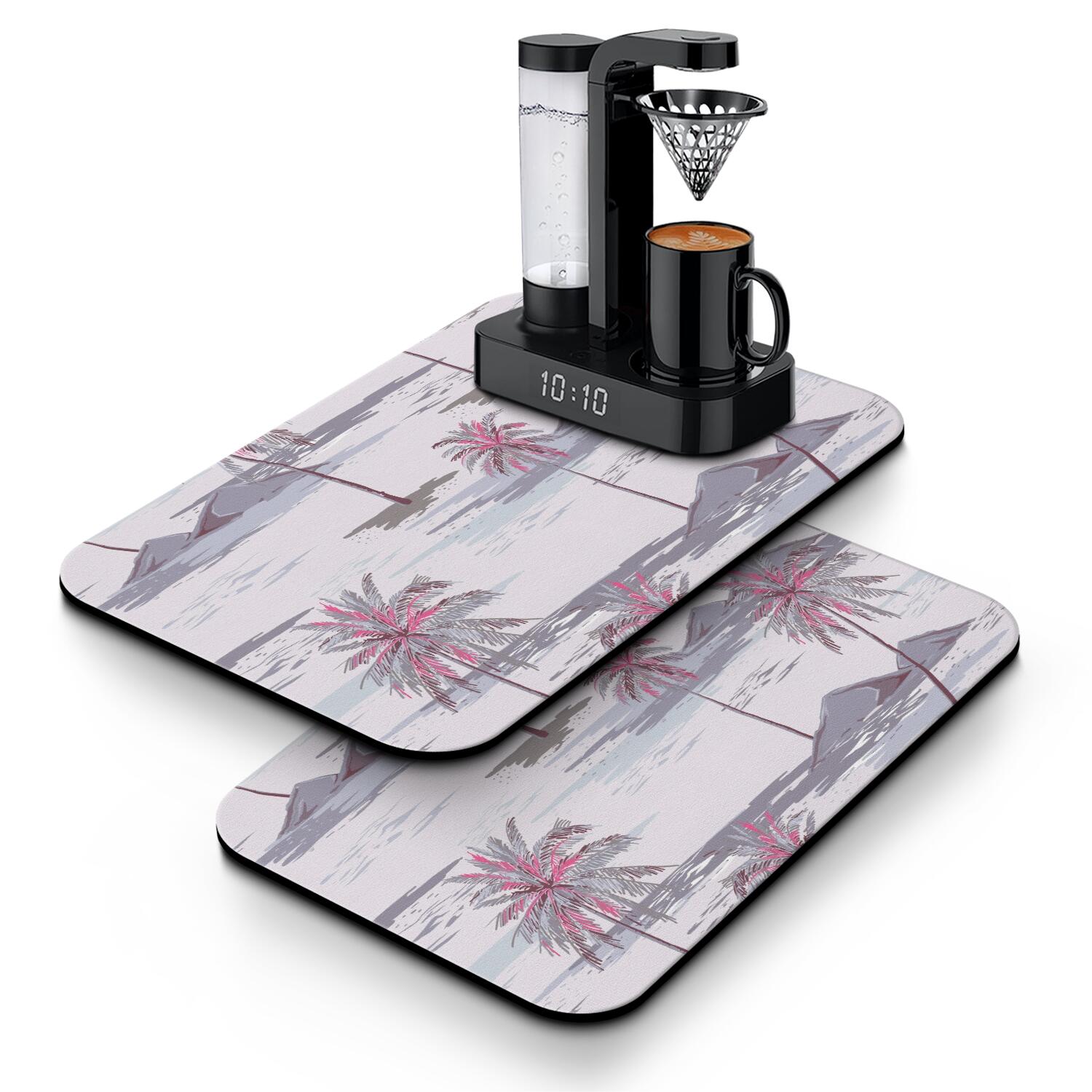 Tropical Palm Trees Diatom Mud Dish Drying Mat, Absorbent Coffee Bar ...