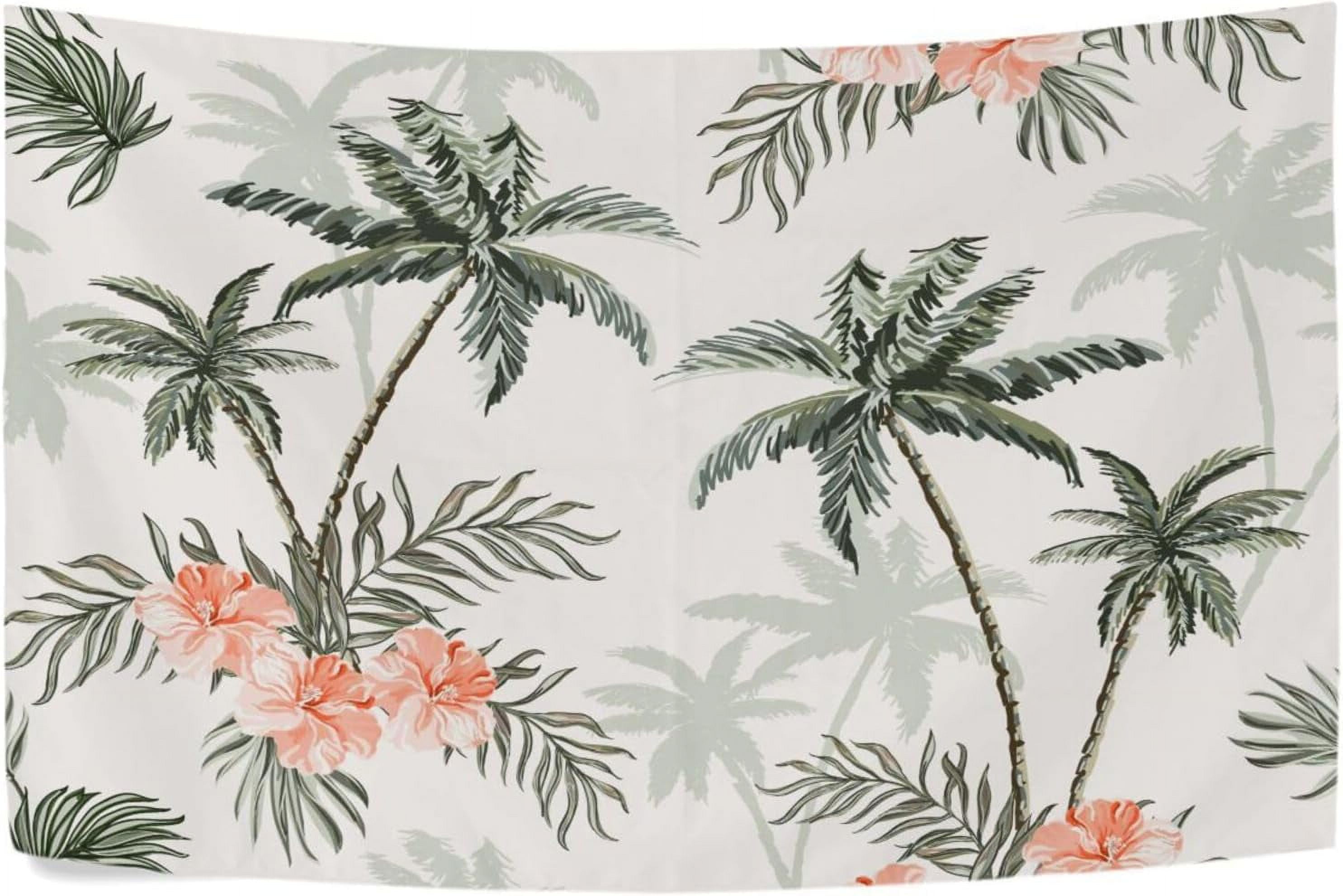 Tropical Palm Trees Flower Tapestry Wall Hanging Tapestries Happy ...