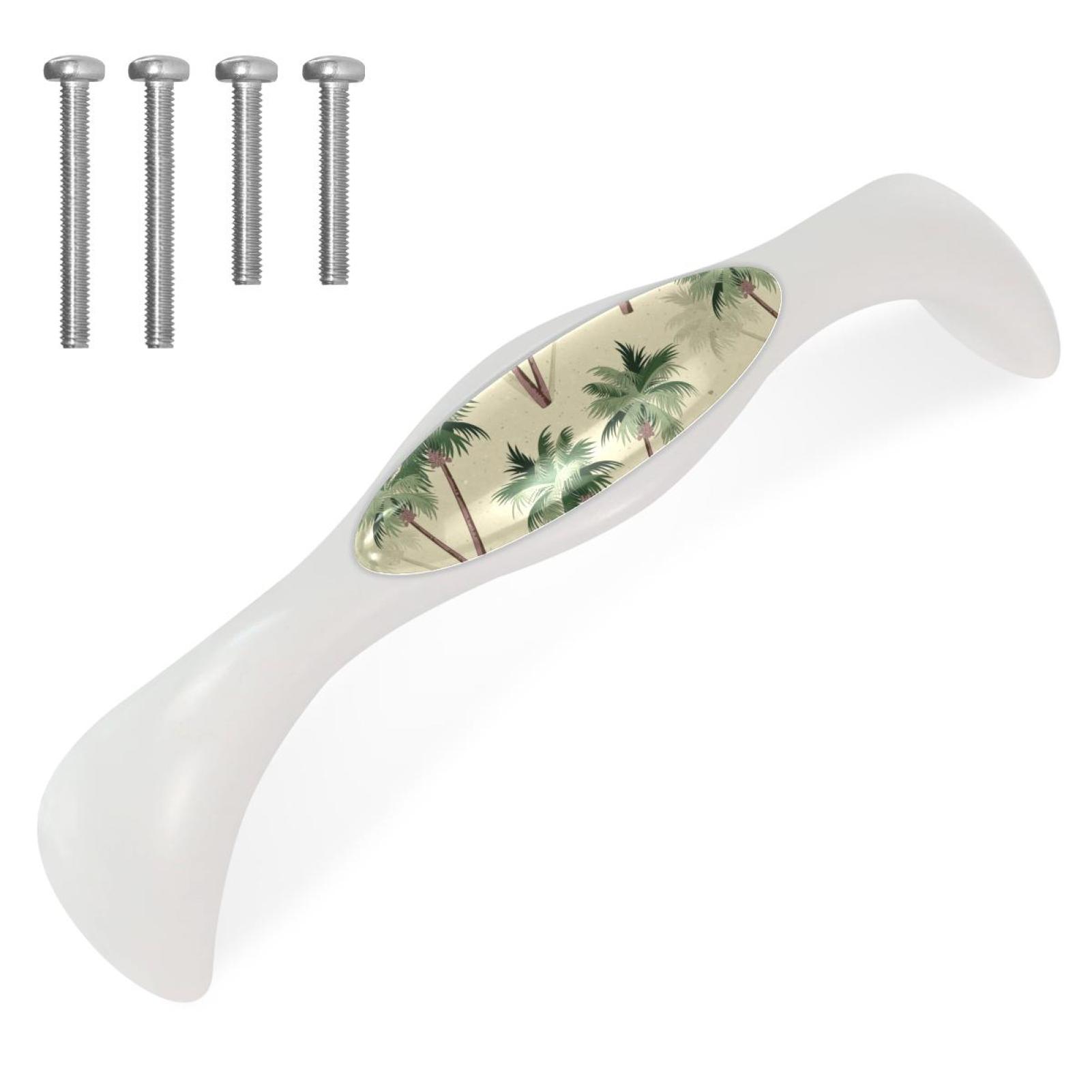 Tropical Palm Trees Knob 4 Pack Arched Drawer Pulls Crystal Glass White ...
