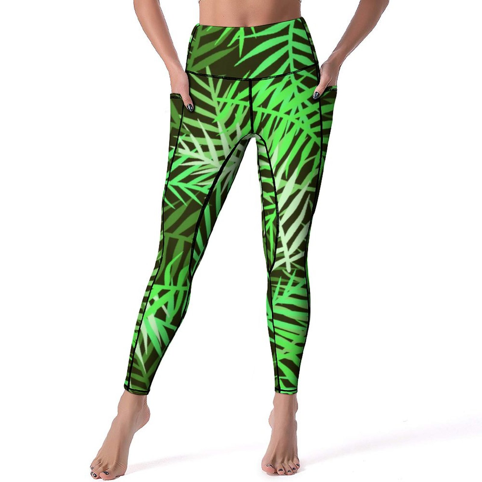 Tropical Palm Trees Leggings Abstract Art High Waist Yoga Pants Sweet ...