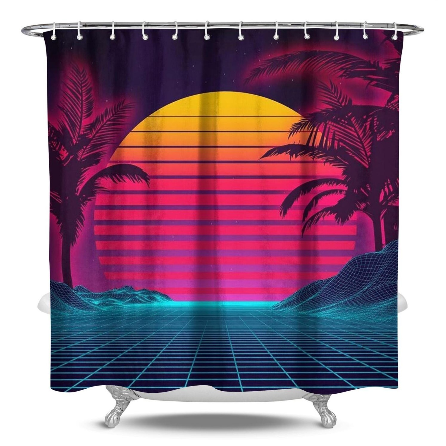 Tropical Palm Trees Shower Curtain, Hawaii Palm Tree Waterproof ...