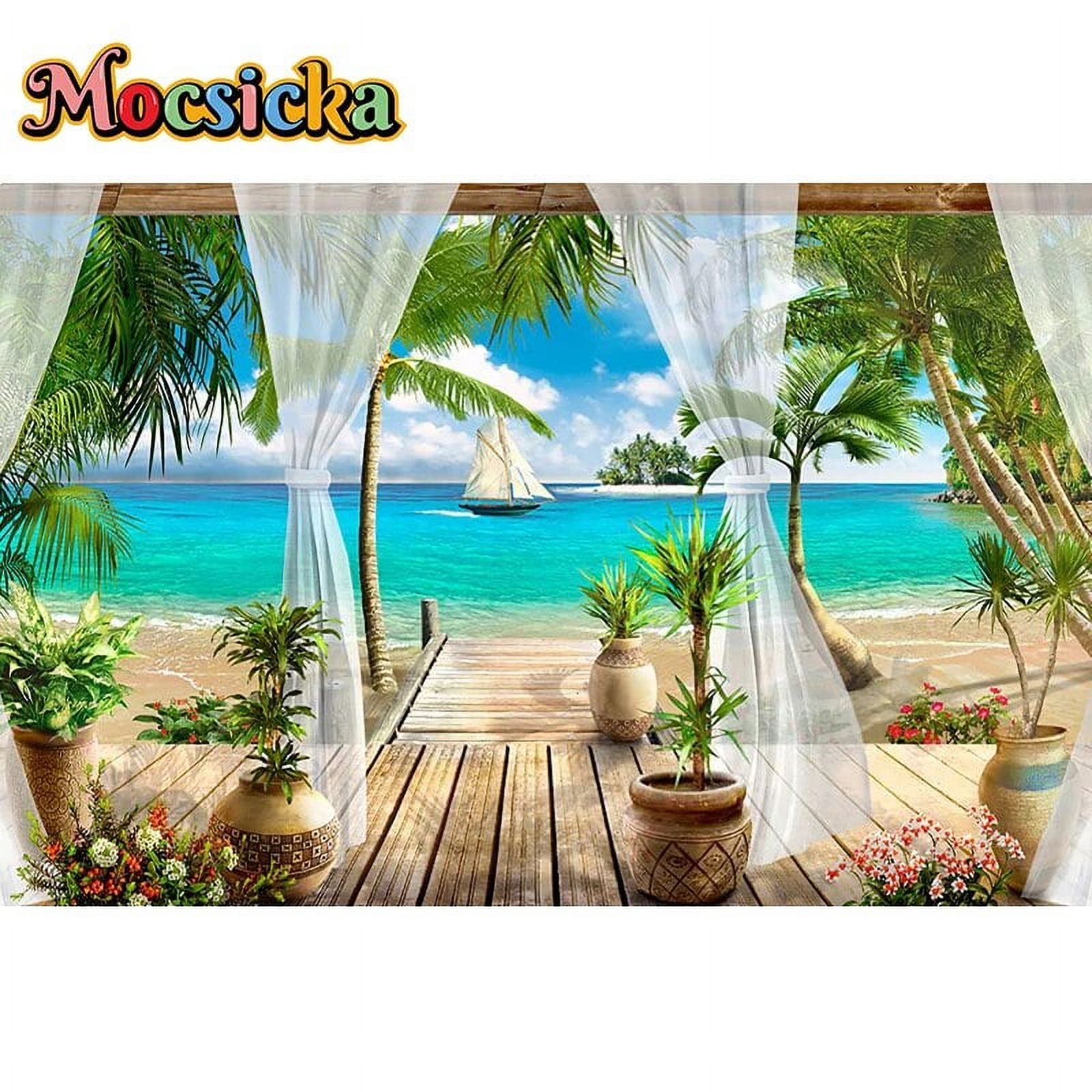 Tropical Palm Trees Summer Beach Backdrop Photography Hawaii Aloha ...