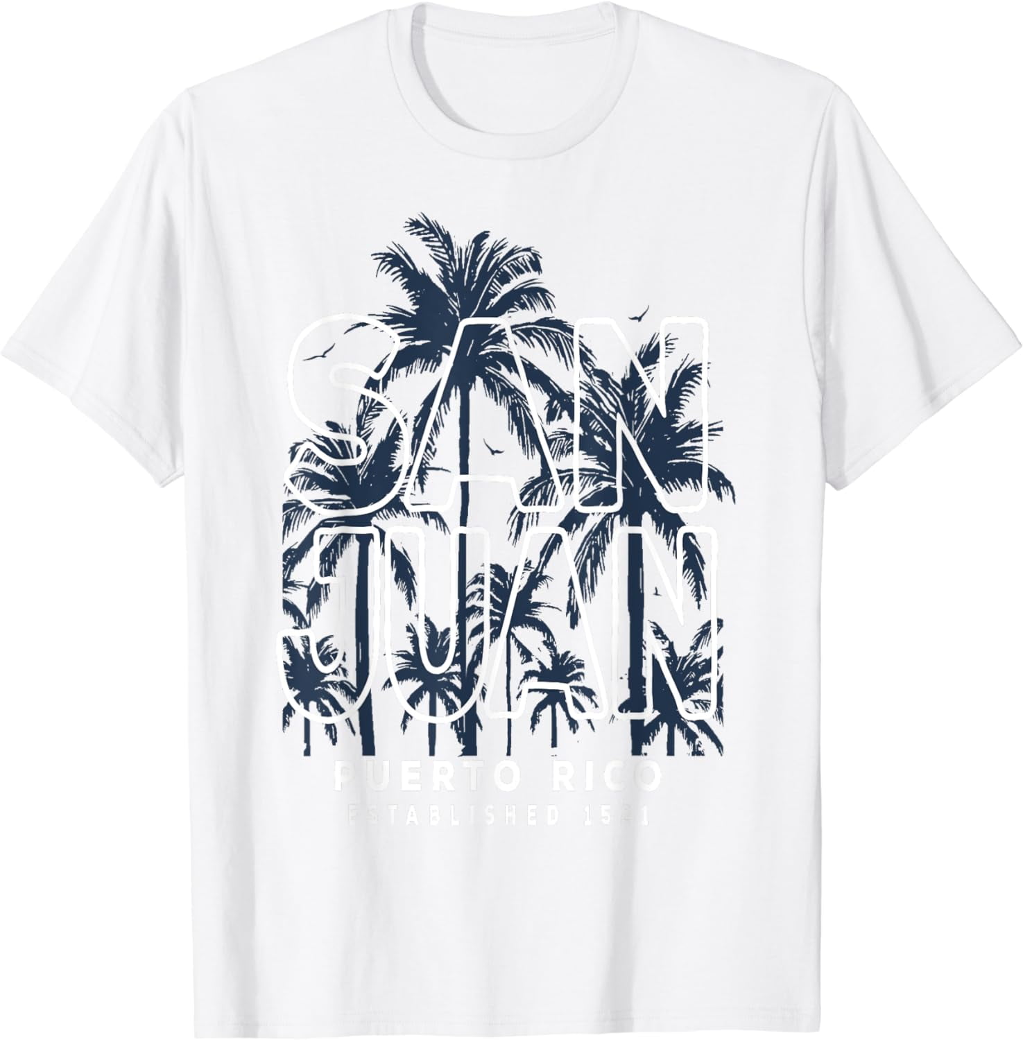 Tropical Palms San Juan Tee - San Juan Puerto Rico Cotton T-Shirt ...