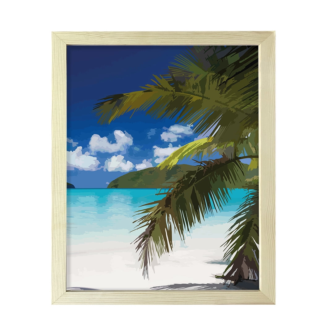 Tropical Paradise Beach, 8 x 10 Wooden Framed Print Sign Easy ...