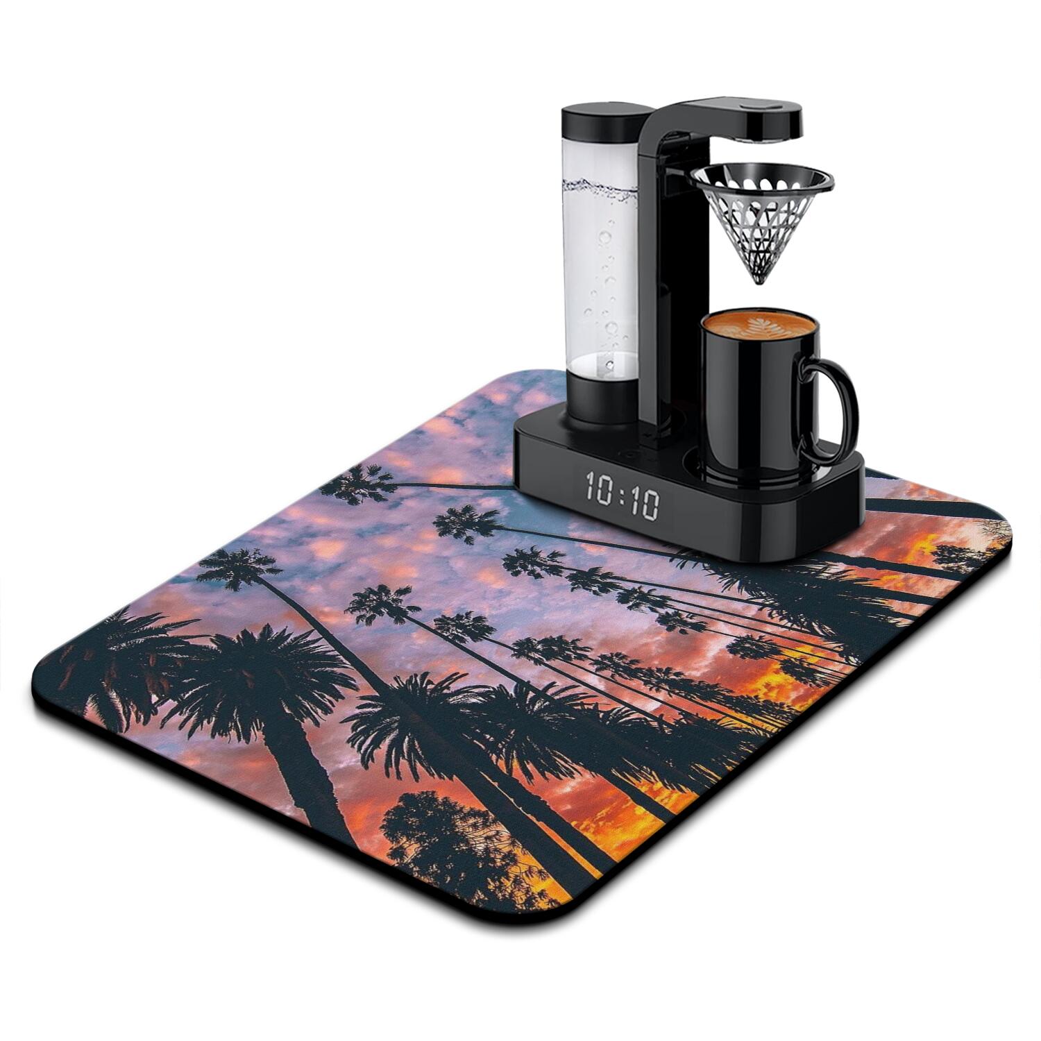 Tropical Paradise Coffee Maker Mat - Ocean Sunset with Palm Trees ...