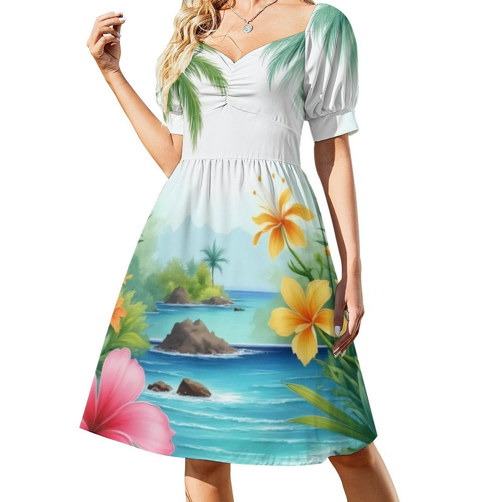 Tropical Paradise Floral Print Summer Women's Dress 2025 Elegant ...