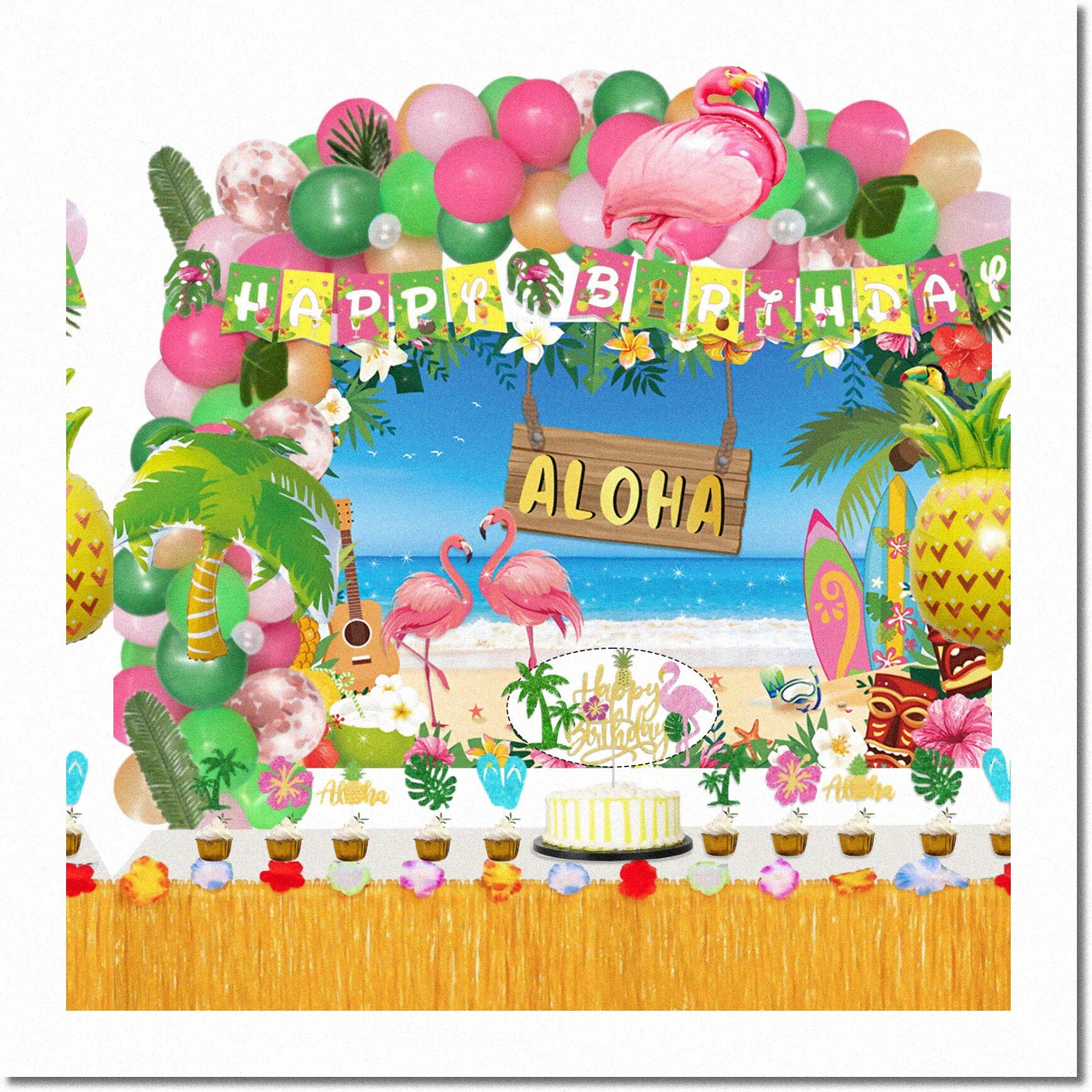Tropical Paradise Party Pack: 108-Piece Luau Decorations Set for ...