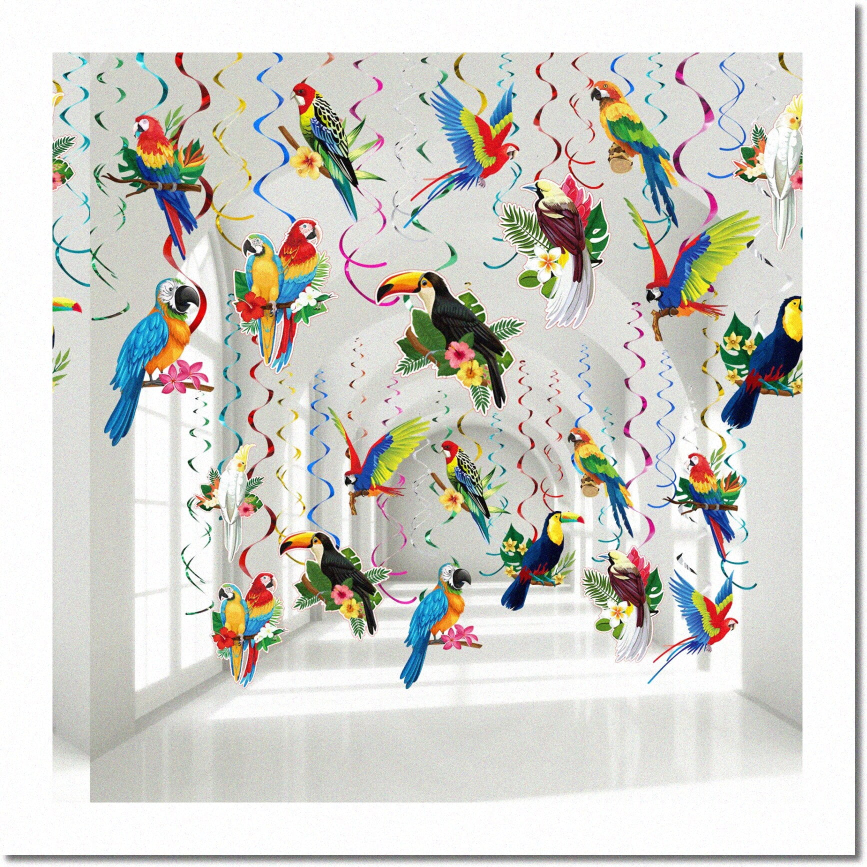 Tropical Paradise Party Swirls - Vibrant Hawaiian Toucan Parrot ...