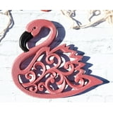Tropical Paradise Pink Flamingo Bird Scrollwork Cast Iron Wall Or Table ...