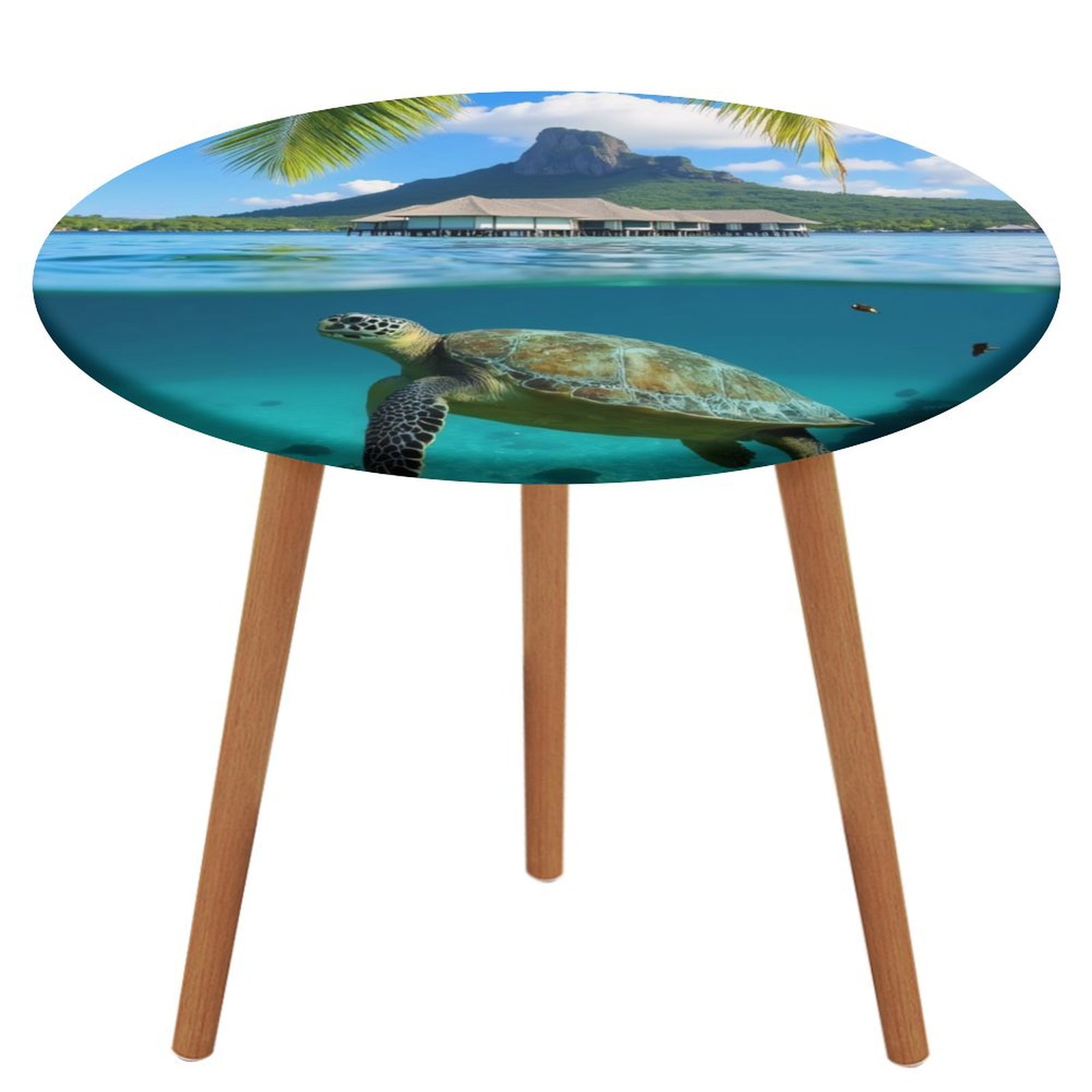 Tropical Paradise with Sea Turtle Pattern Round Tablecloth Waterproof ...