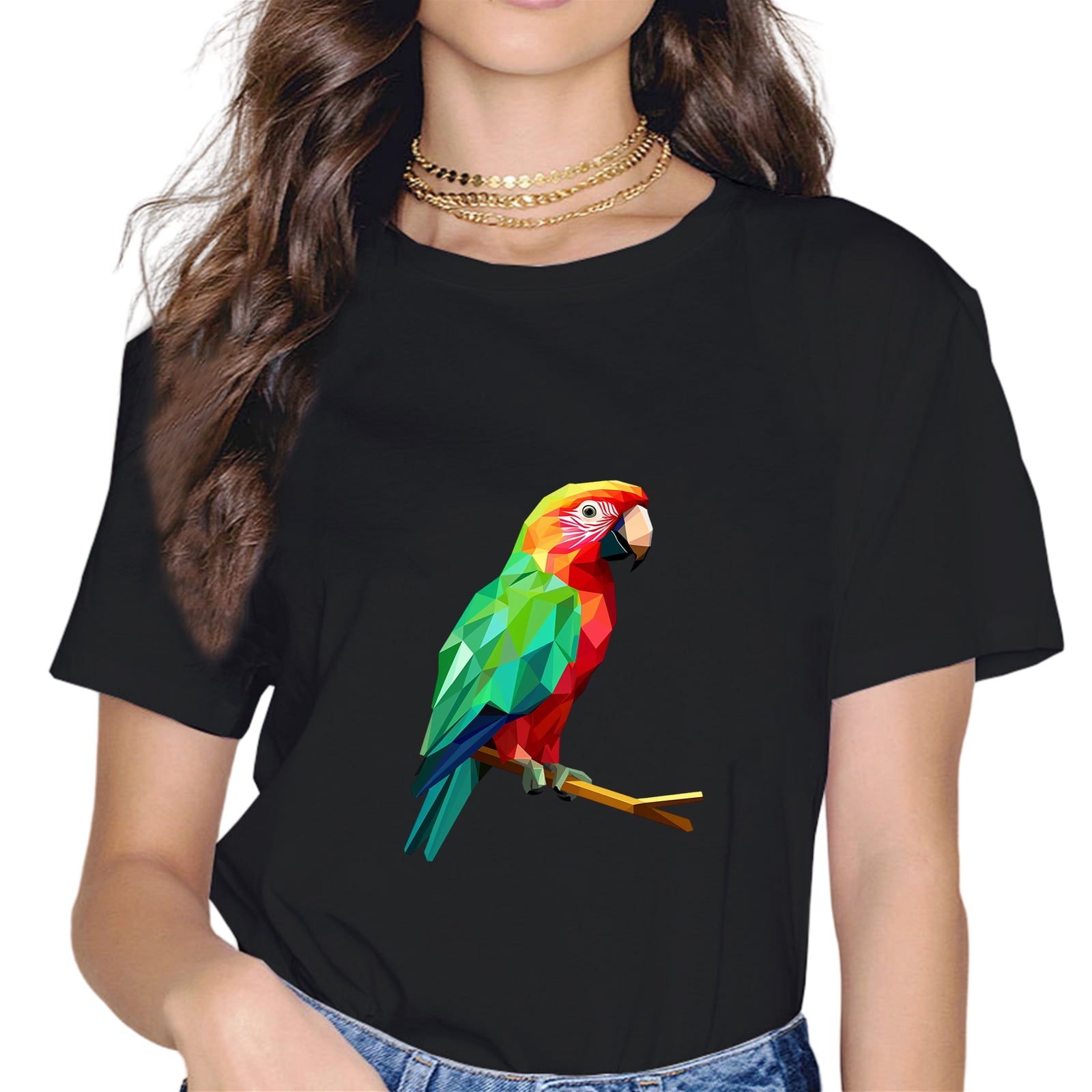 Tropical Parrot Bird Polygon Parrot owners Art T-Shirt - Walmart.com