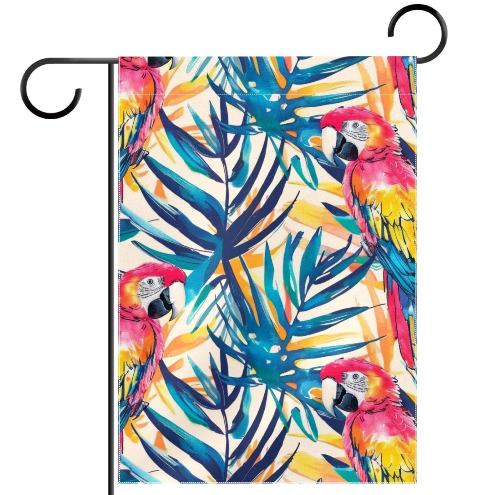 Tropical Parrots Leaves Summer Colors Garden Flag Double Sided House ...