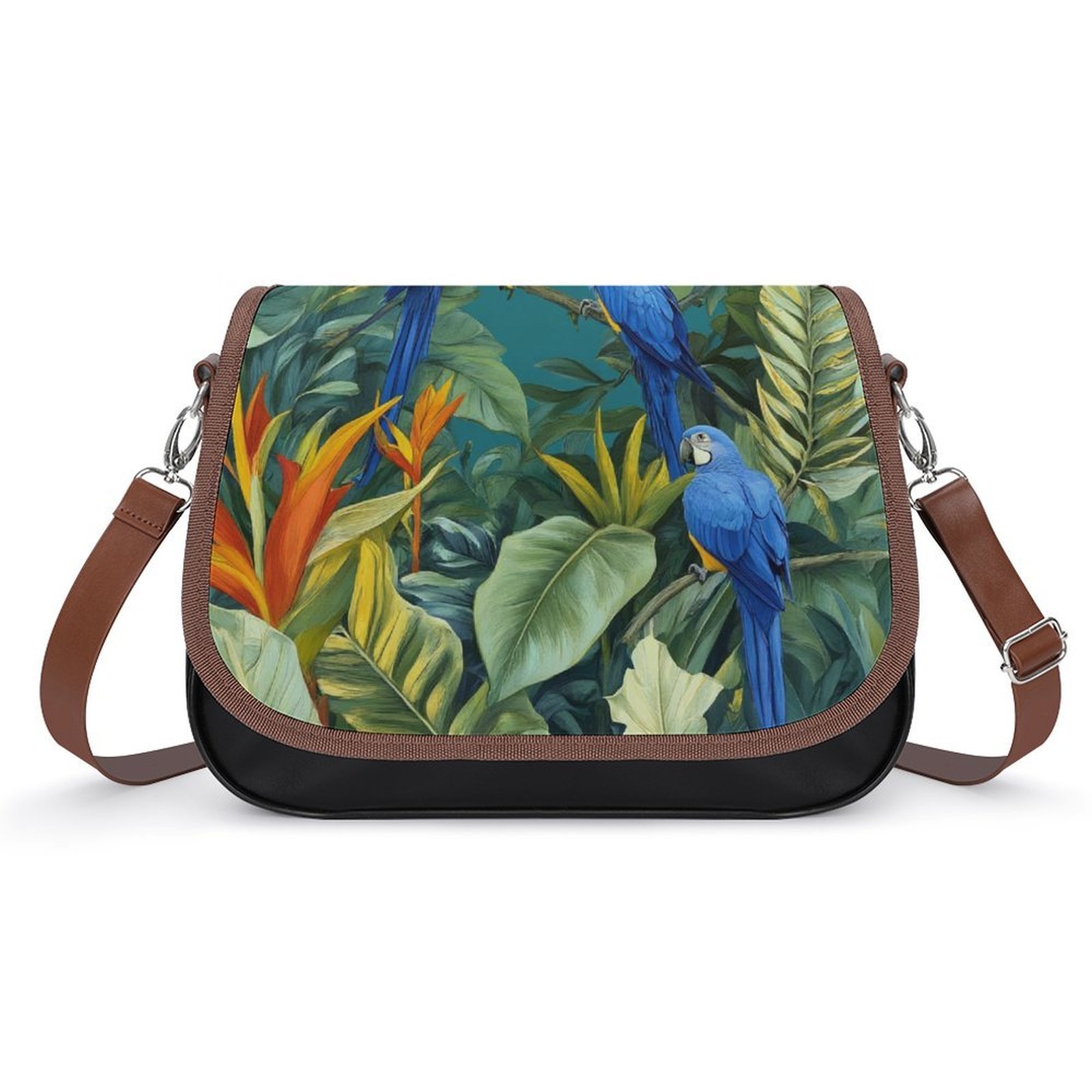 Tropical Parrots Lush Green Foliage Vintage Crossbody Bag For Women ...