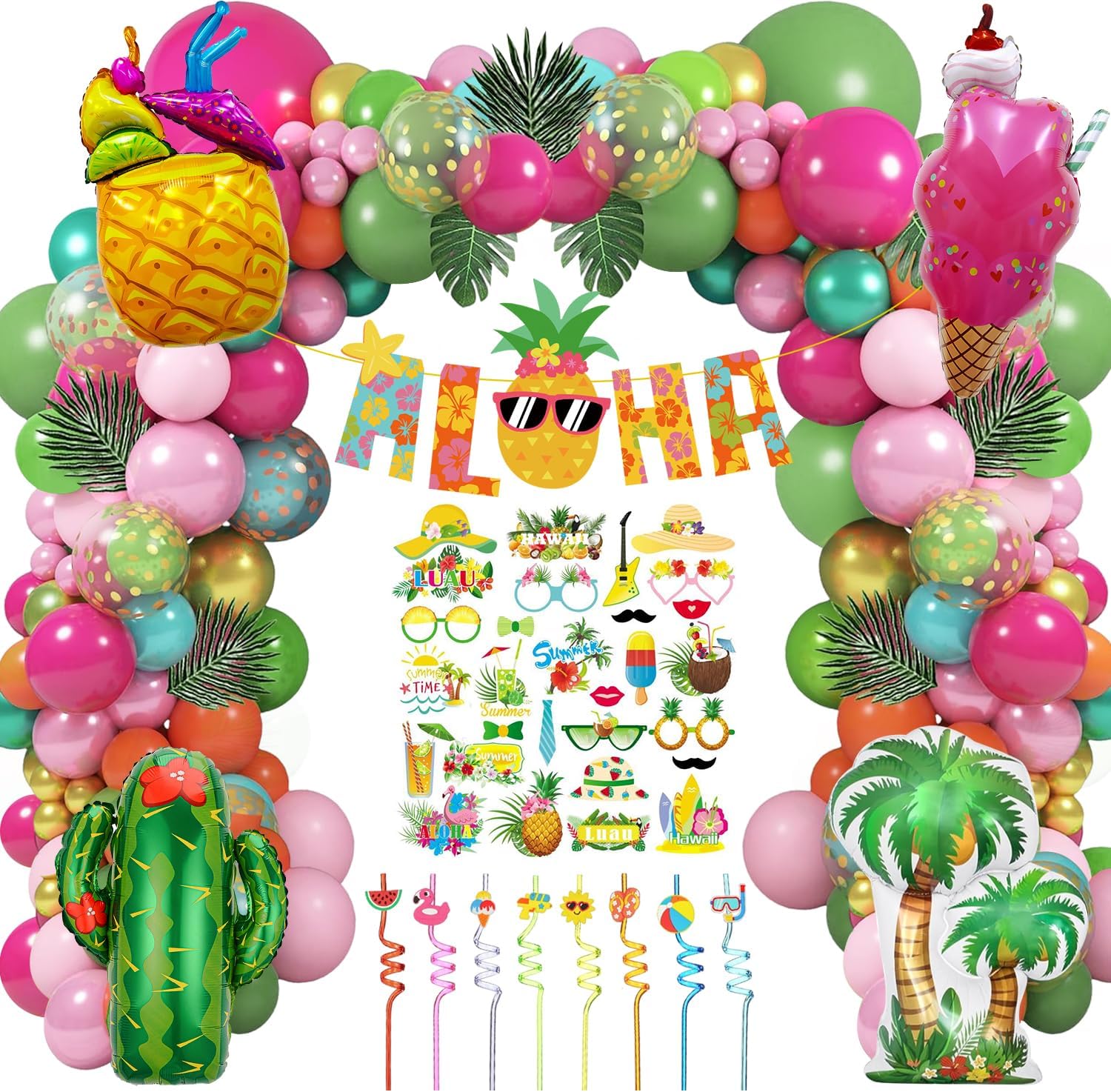 Tropical Party Decorations, 200 PCS Hawaiian Luau Aloha Party ...
