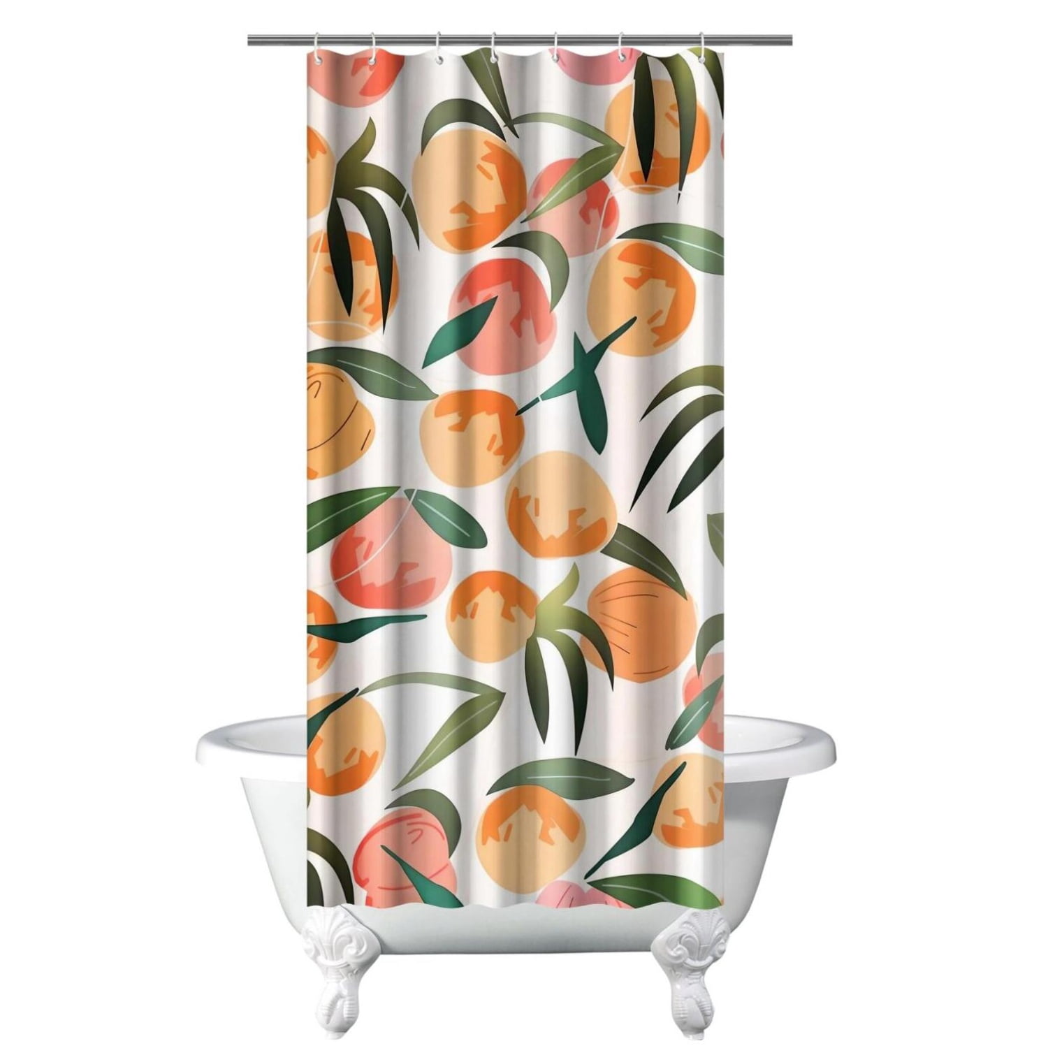 Tropical Peach Shower Curtain Pink Peach Print Juicy Fruit Pattern ...