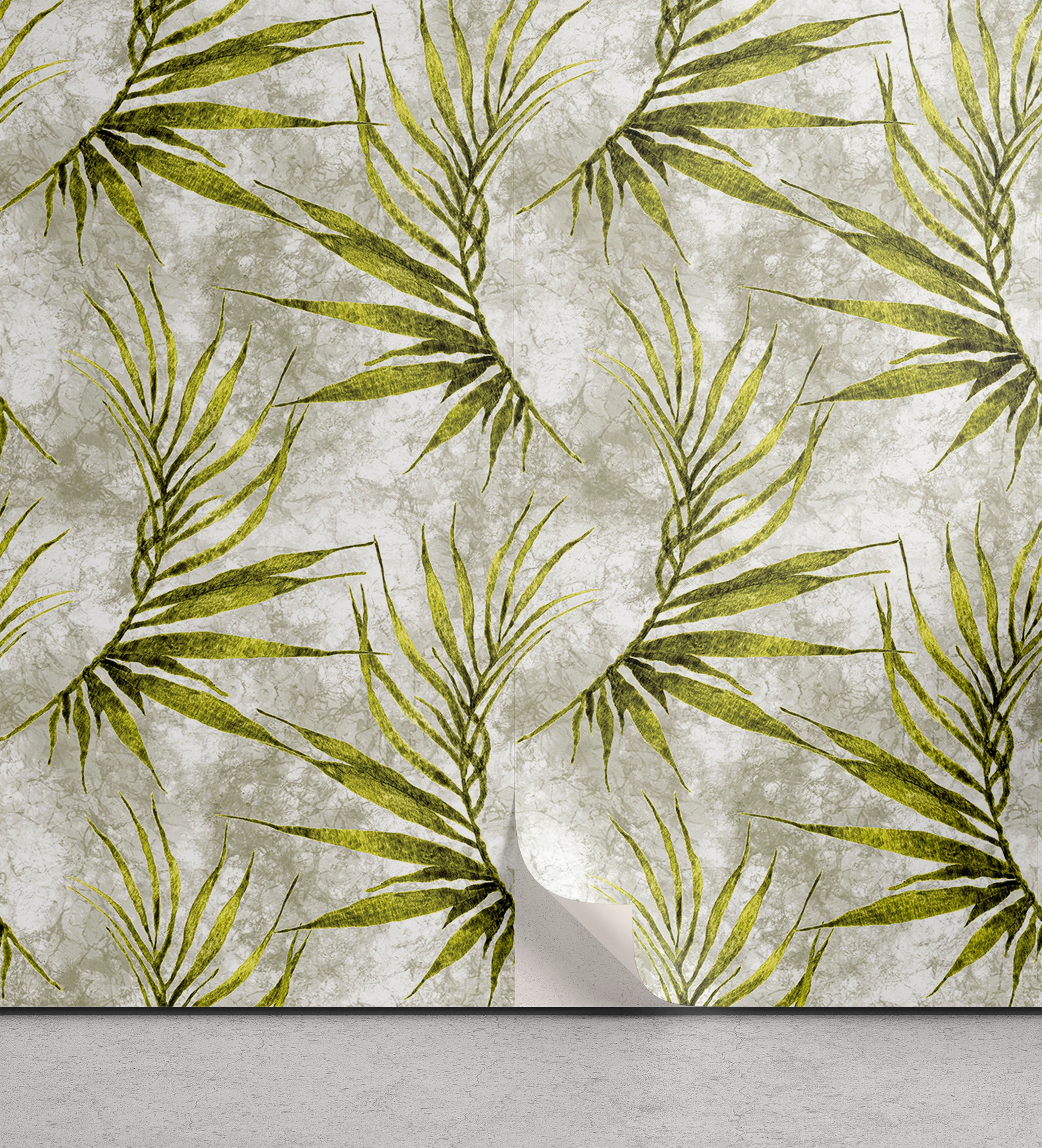 Tropical Peel & Stick Wallpaper for Home, Grungy Palm Leaves Art, 13 ...