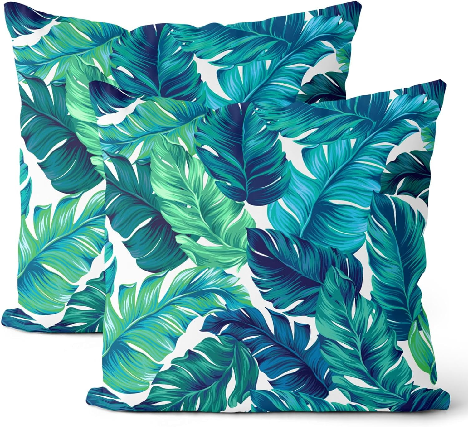 Tropical Pillow Covers 18x18 Set of 2, Green Palm Leaves Tropical Throw ...