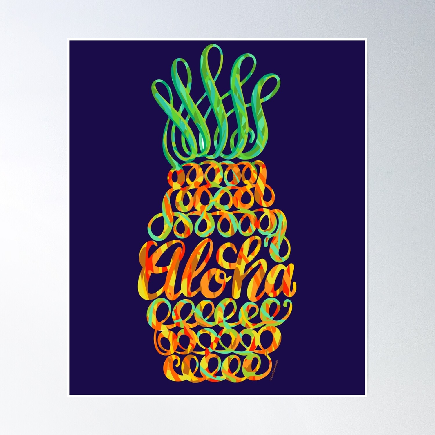 Tropical Pineapple Aloha Original Hand Lettering Flourishes Design ...