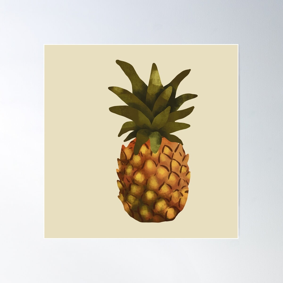 Tropical Pineapple Fruit Drawing Poster Wall Art, Modern Wall Decor For Living Room Bedroom ...
