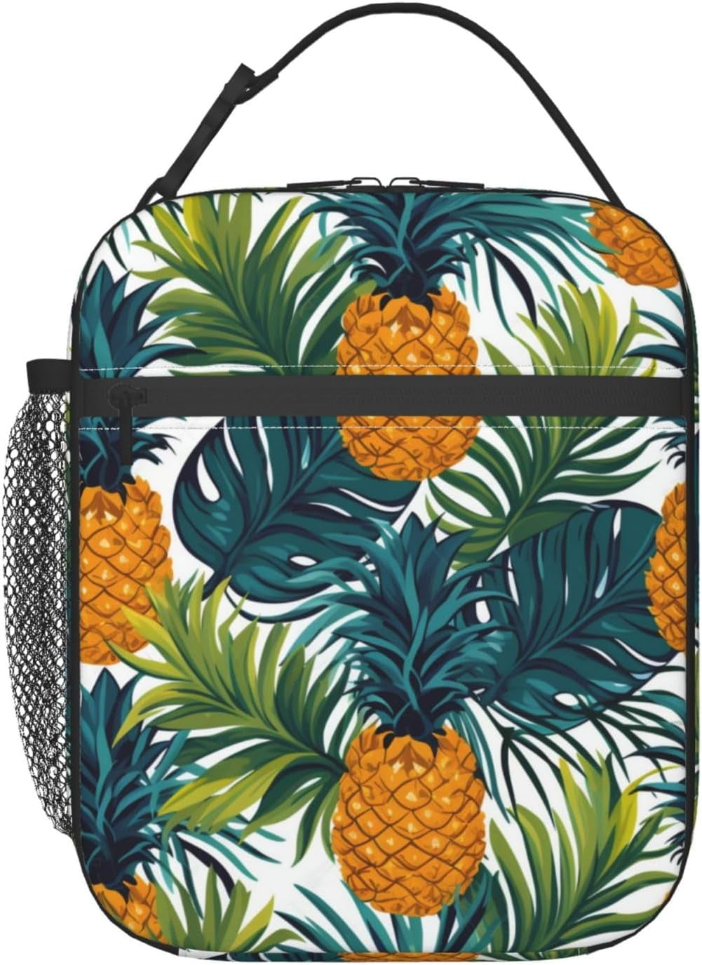 Tropical Pineapple Lunch Bag Insulated - Blue Green Leaf Lunch Tote Box Summer Hawaii Cooler ...