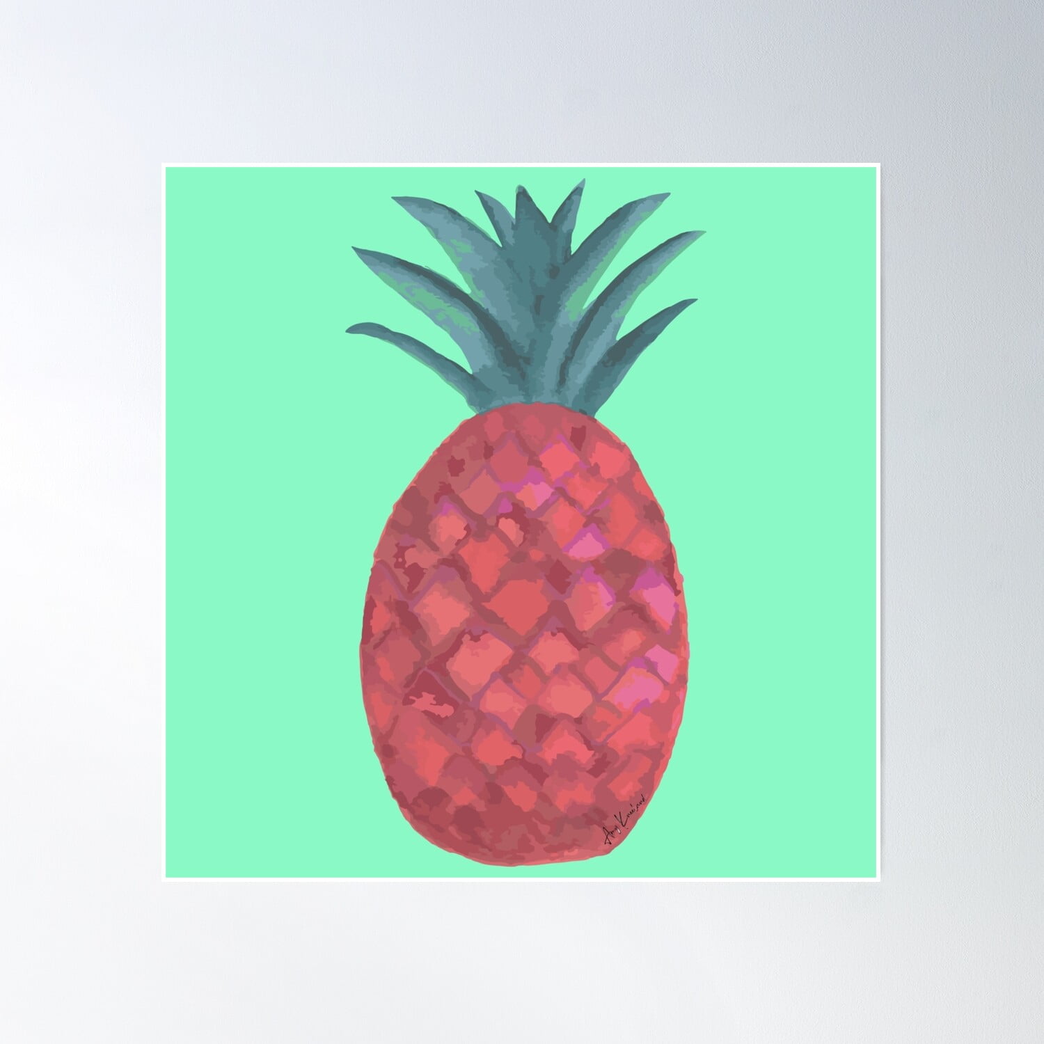 Tropical Pineapple Print Poster Wall Art, Modern Wall Decor, 30x30 ...