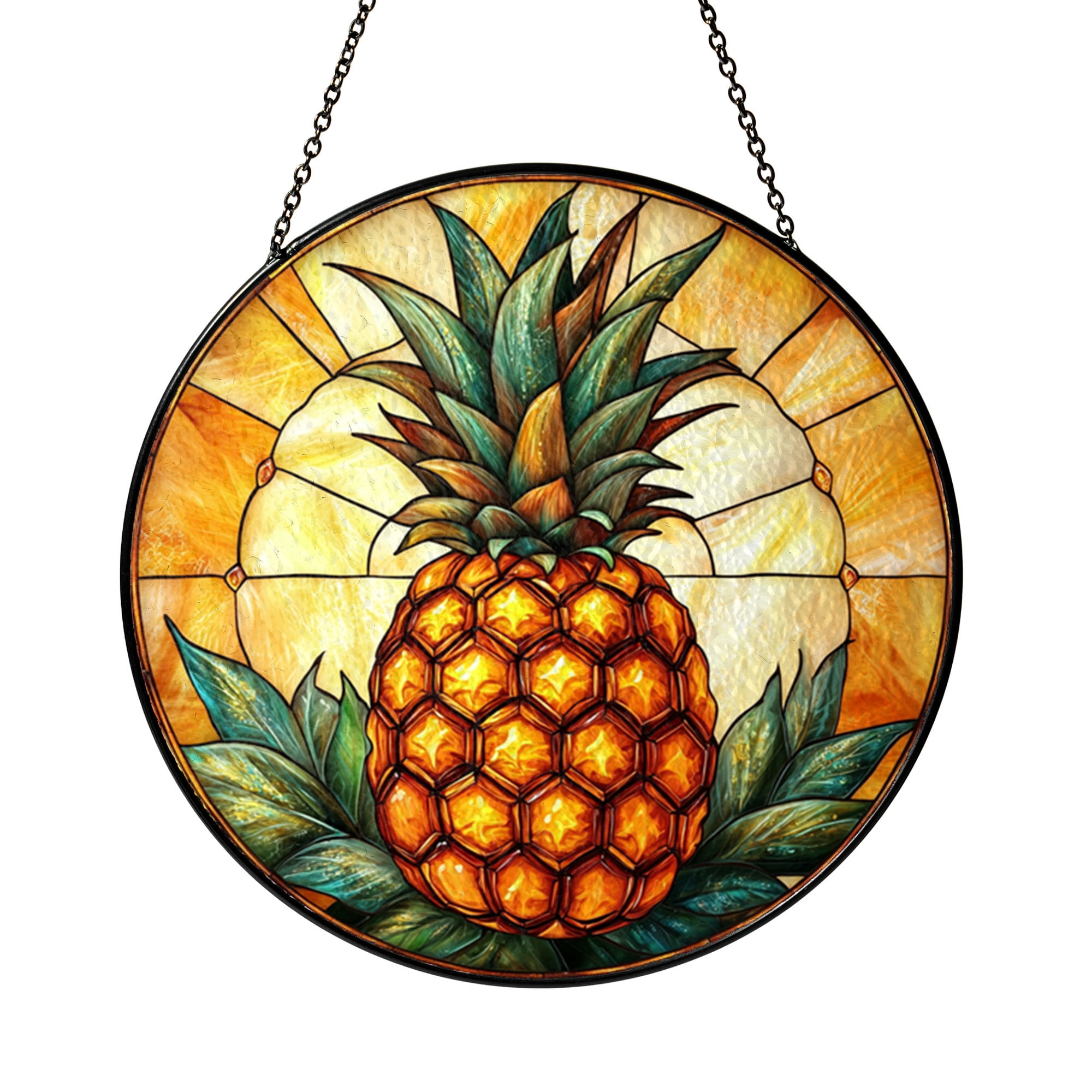 Tropical Pineapple Stained Glass Suncatcher, Summer Fruit Window ...