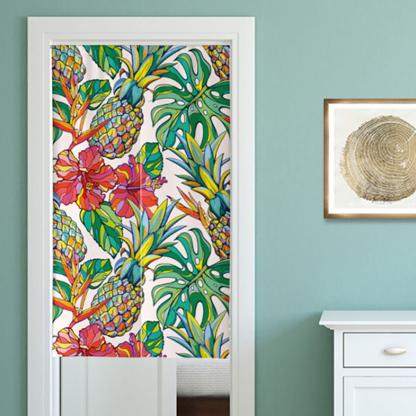 Tropical Pineapple a Palm Leaves Door Curtain Kitchen Doorway Partition ...