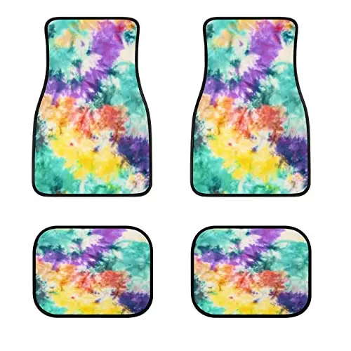 Tropical Pineapples and Flowers Car Floor Mats Front & Rear Liners Set ...