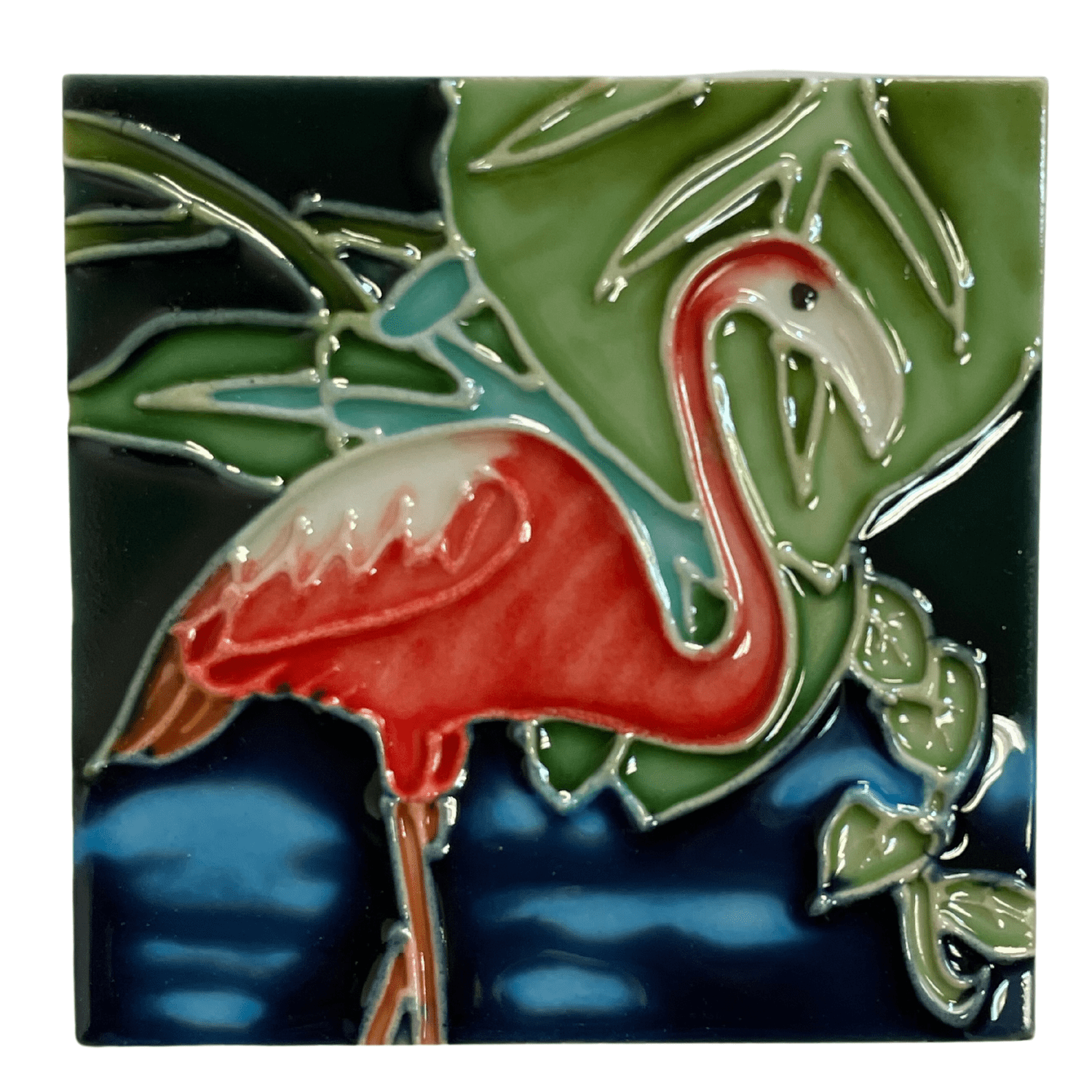 Tropical Pink Flamingo Green Leaves 4x4 Inches Ceramic Tile - Walmart.com